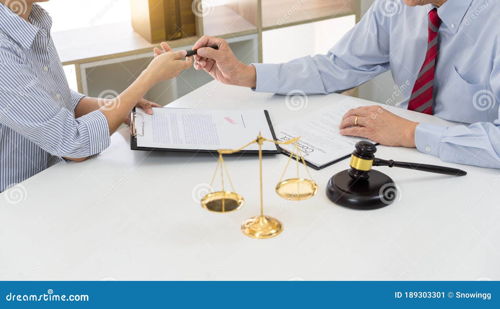 Client with His Partner Lawyers or Attorneys Discussing Discussing a ...