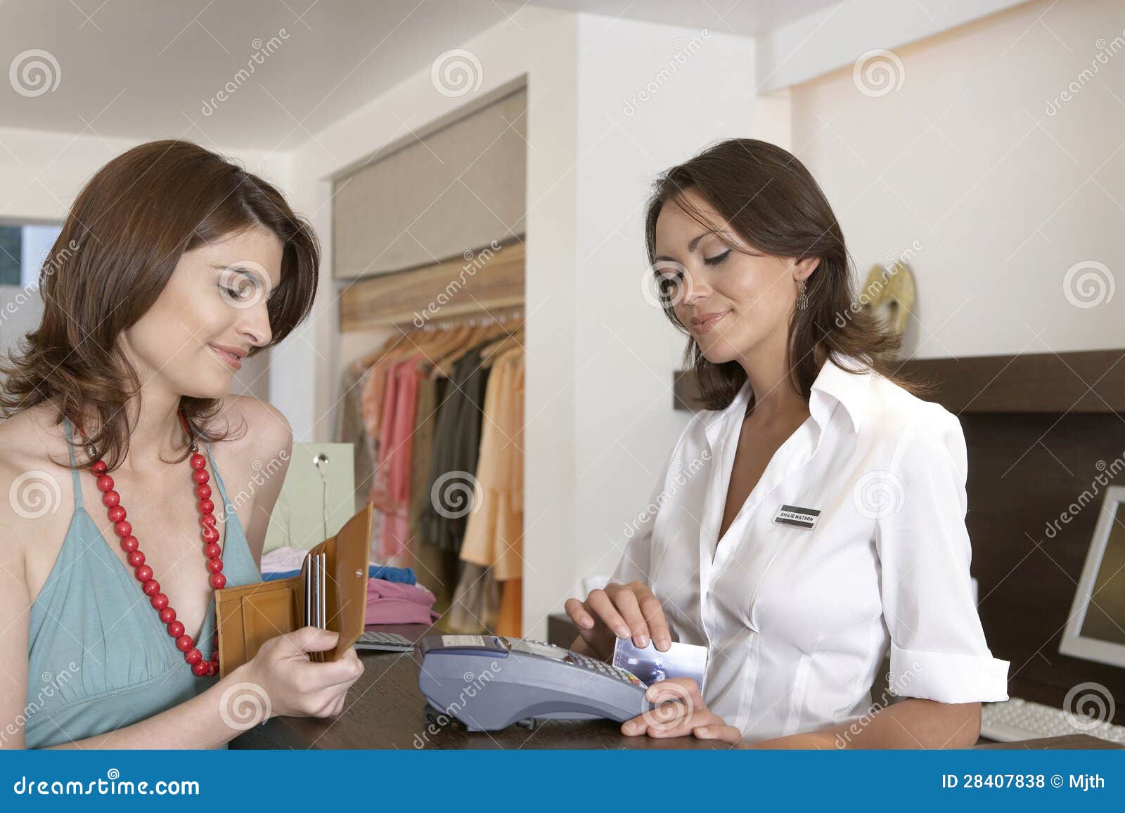 Client Making Payment by Counter Stock Photo - Image of computer, debit ...