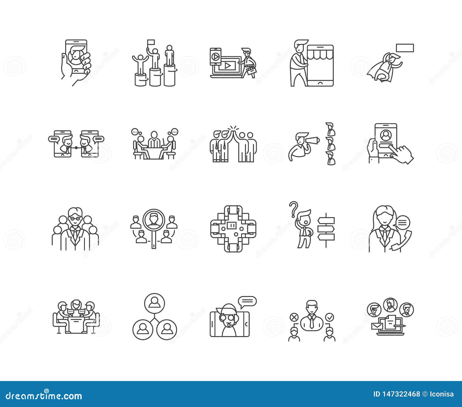 Client Management Line Icons, Signs, Vector Set, Outline Illustration ...