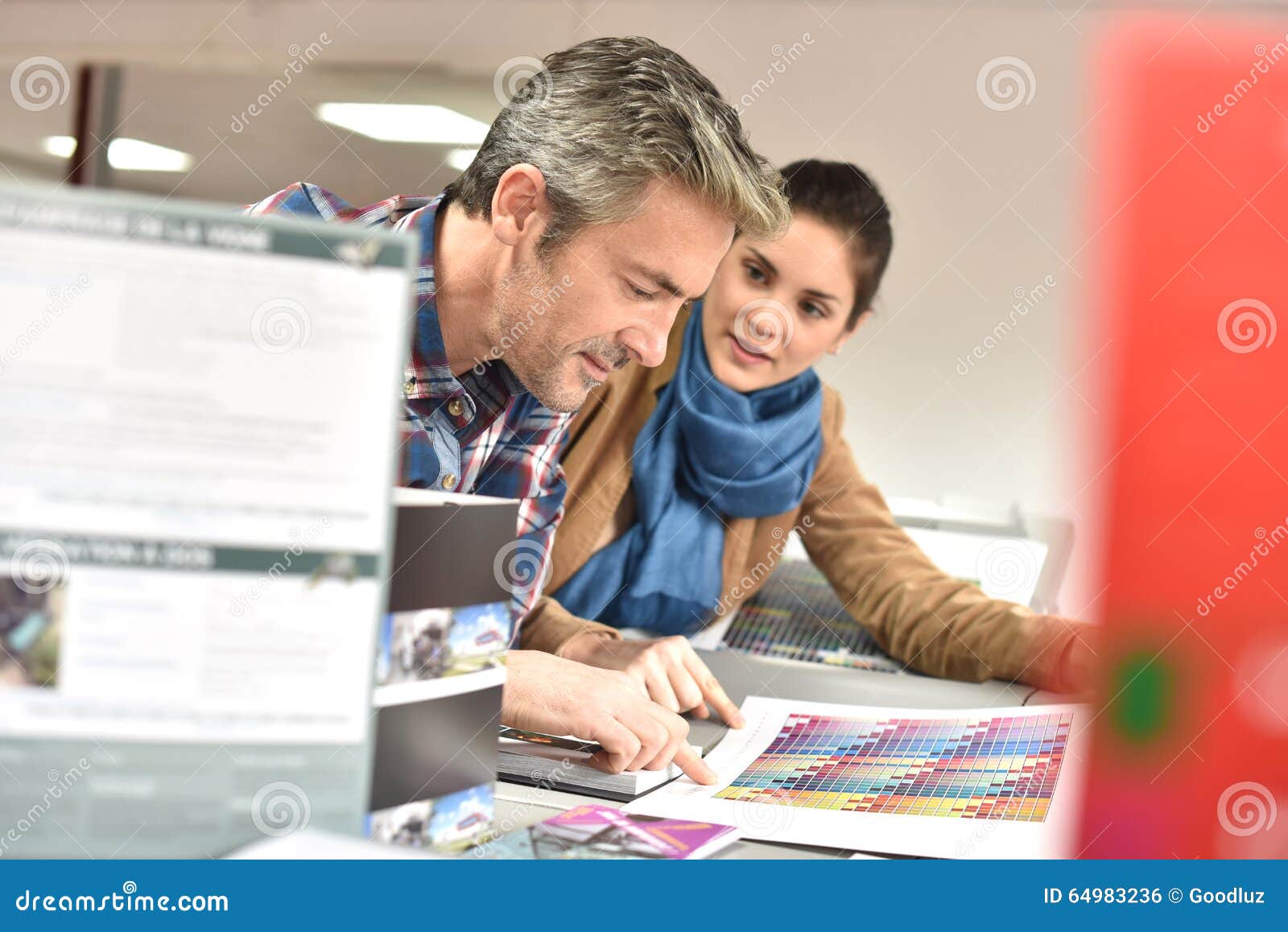 Client in Printing Shop Checking Print Quality Stock Photo - Image of ...