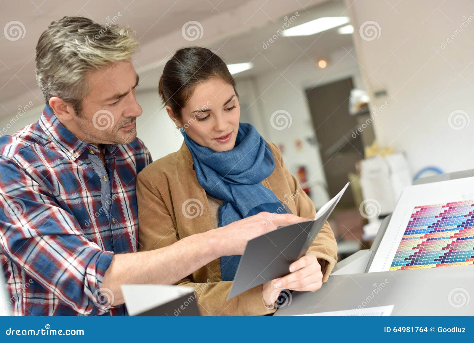 Client and Printing Worker Controlling Quality Stock Photo - Image of ...
