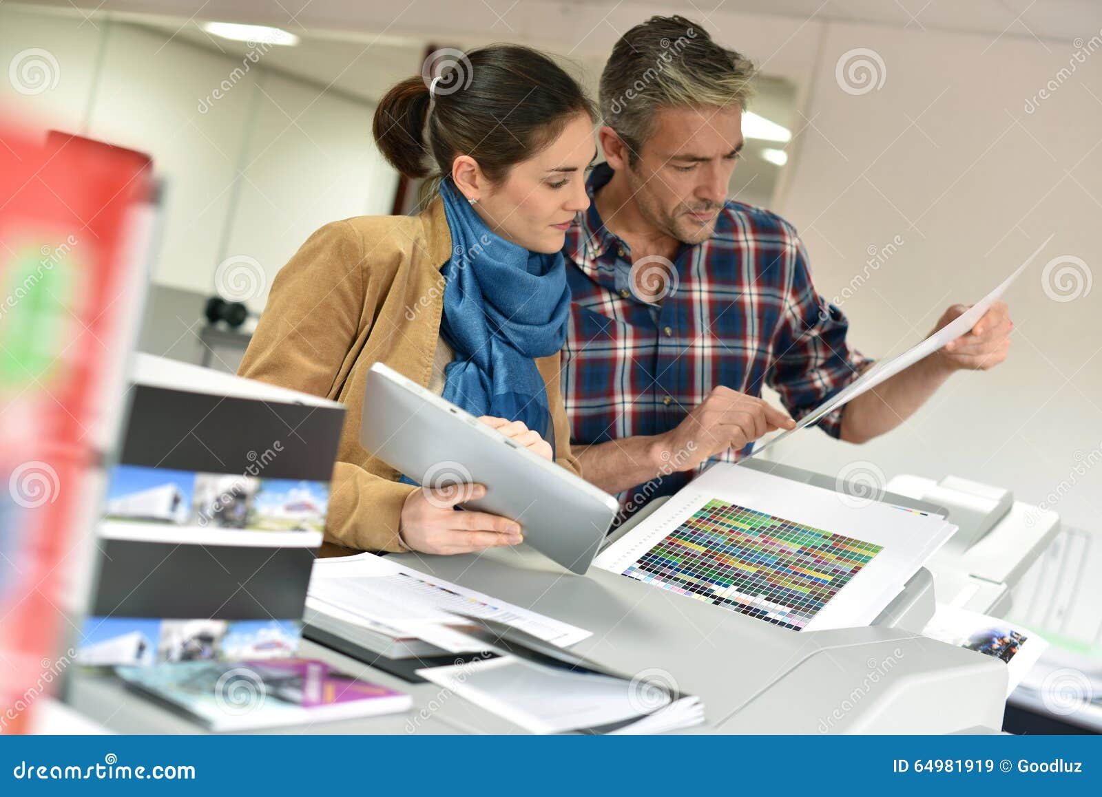 Client in Printing Workshop Verifying Quality Stock Image - Image of ...