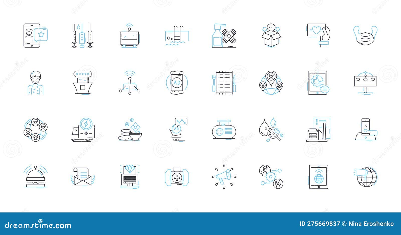 Client Relations Linear Icons Set. Trust, Communication, Satisfaction ...