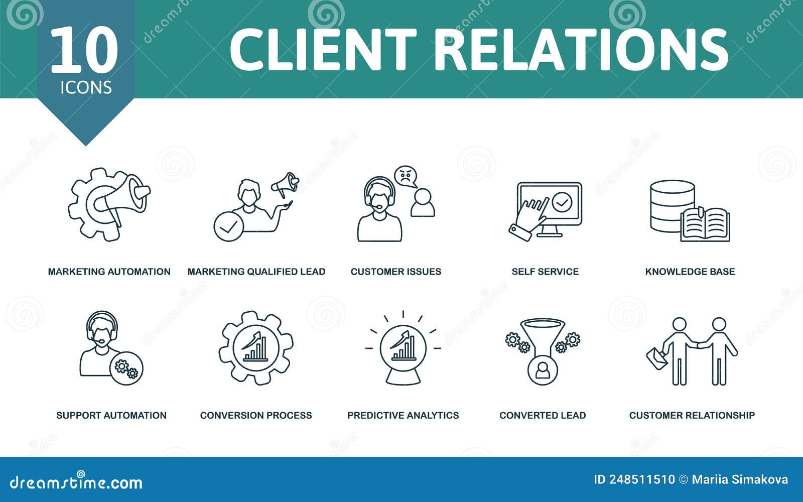 Client Relations Set Icon. Editable Icons Client Relations Theme Such ...