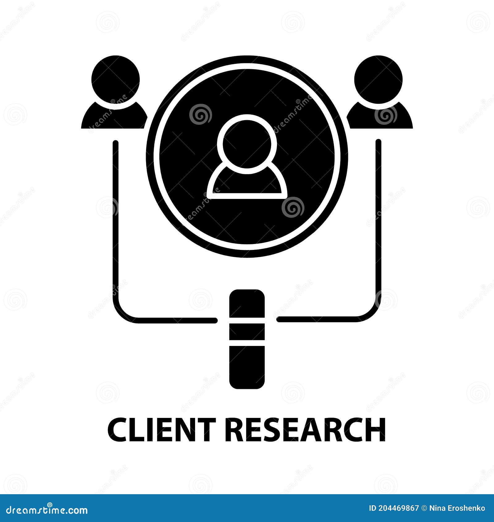 Client Research Icon, Black Vector Sign with Editable Strokes, Concept ...