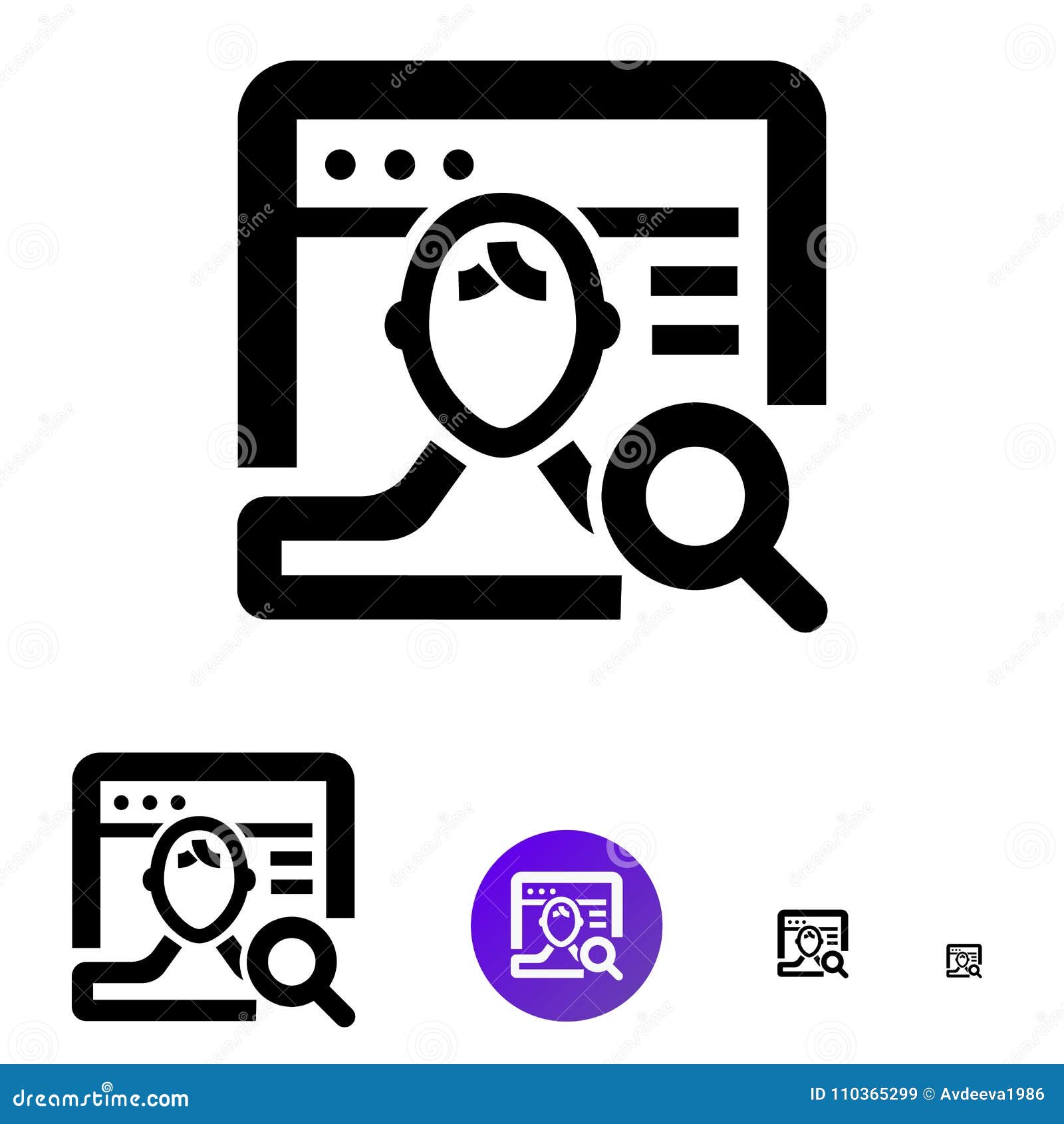 Client Search Icon. Vector Line Icon with the Image of Magnifier, Man ...