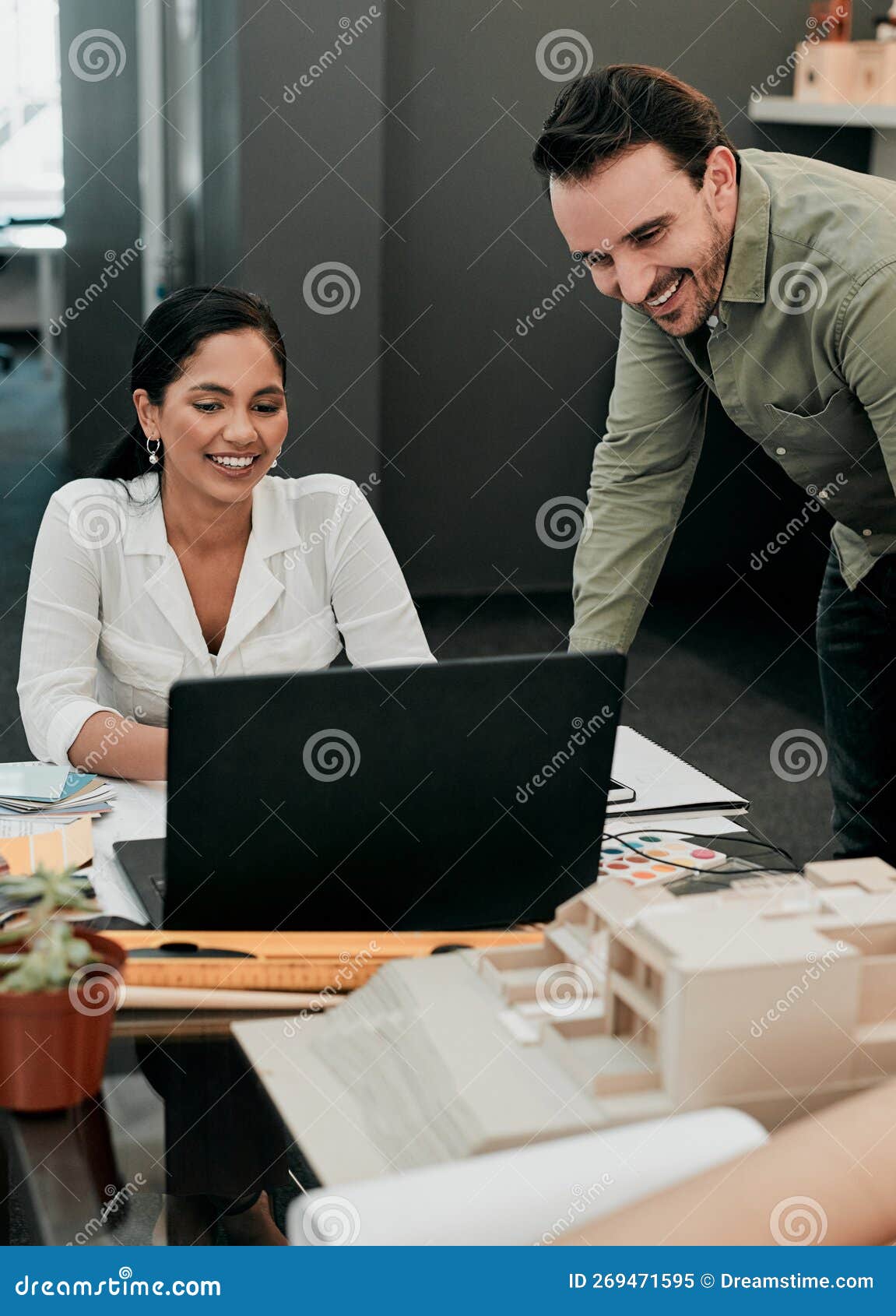 The Client Seems Impressed with Our Work. Two Young Architects Working ...