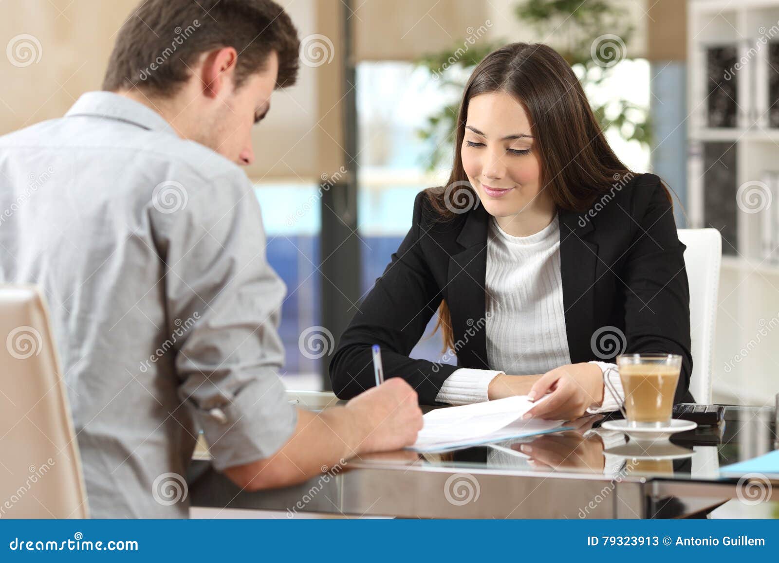 Client Signing a Document in an Office Stock Image - Image of ...