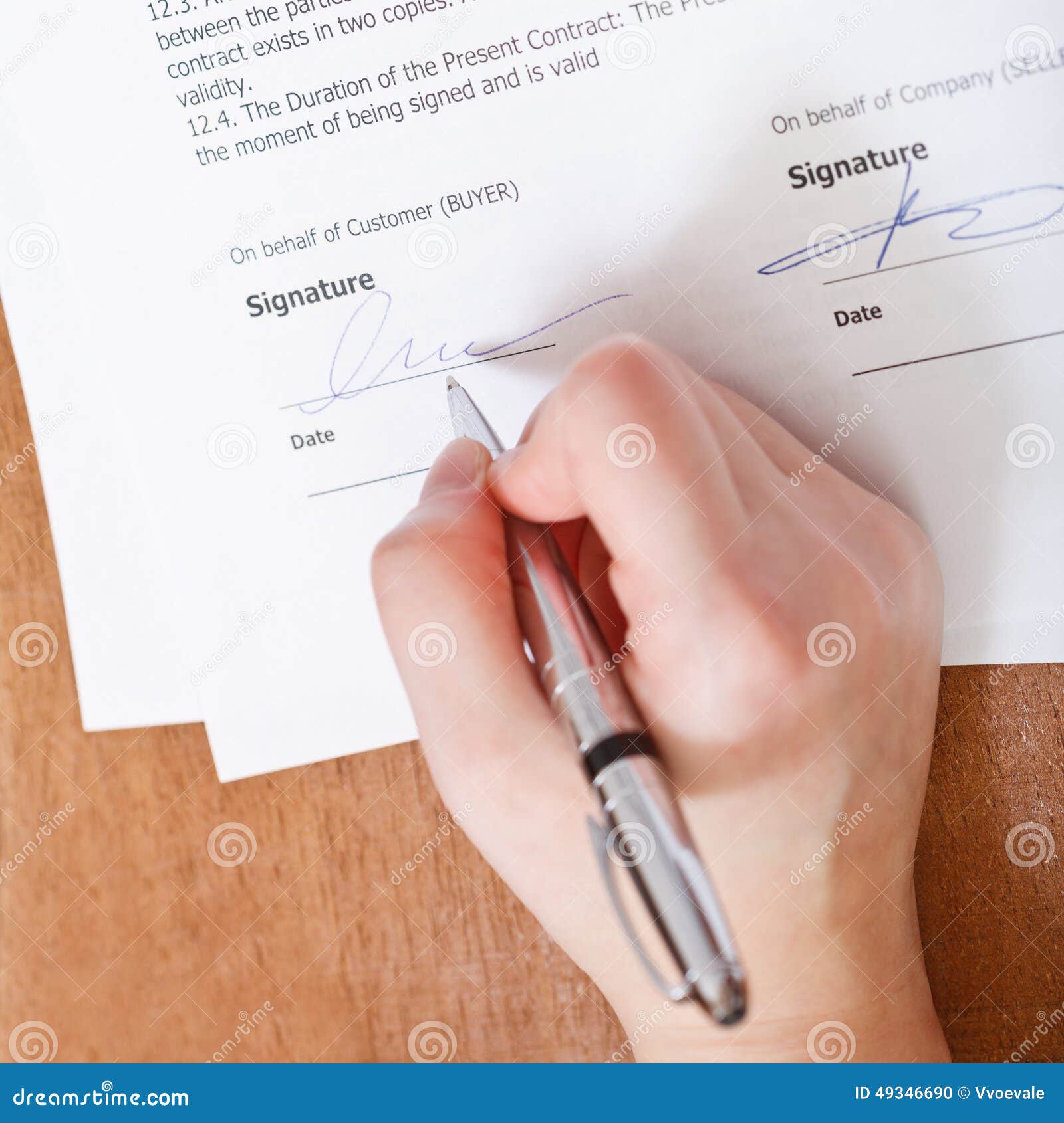 Client Signs an Agreement by Silver Pen Stock Photo - Image of paper ...