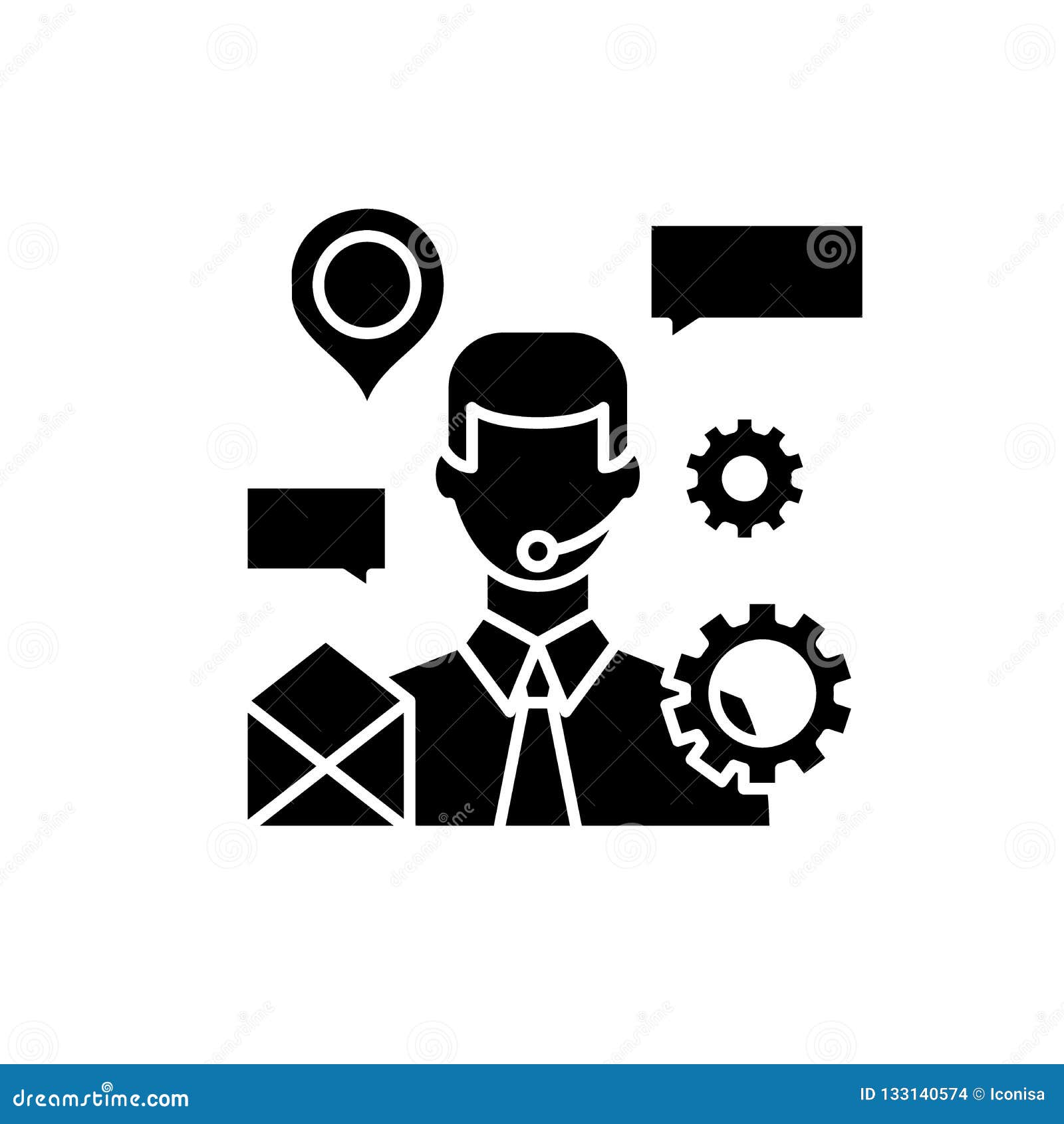 Client Support Black Icon, Concept Vector Sign on Isolated Background ...