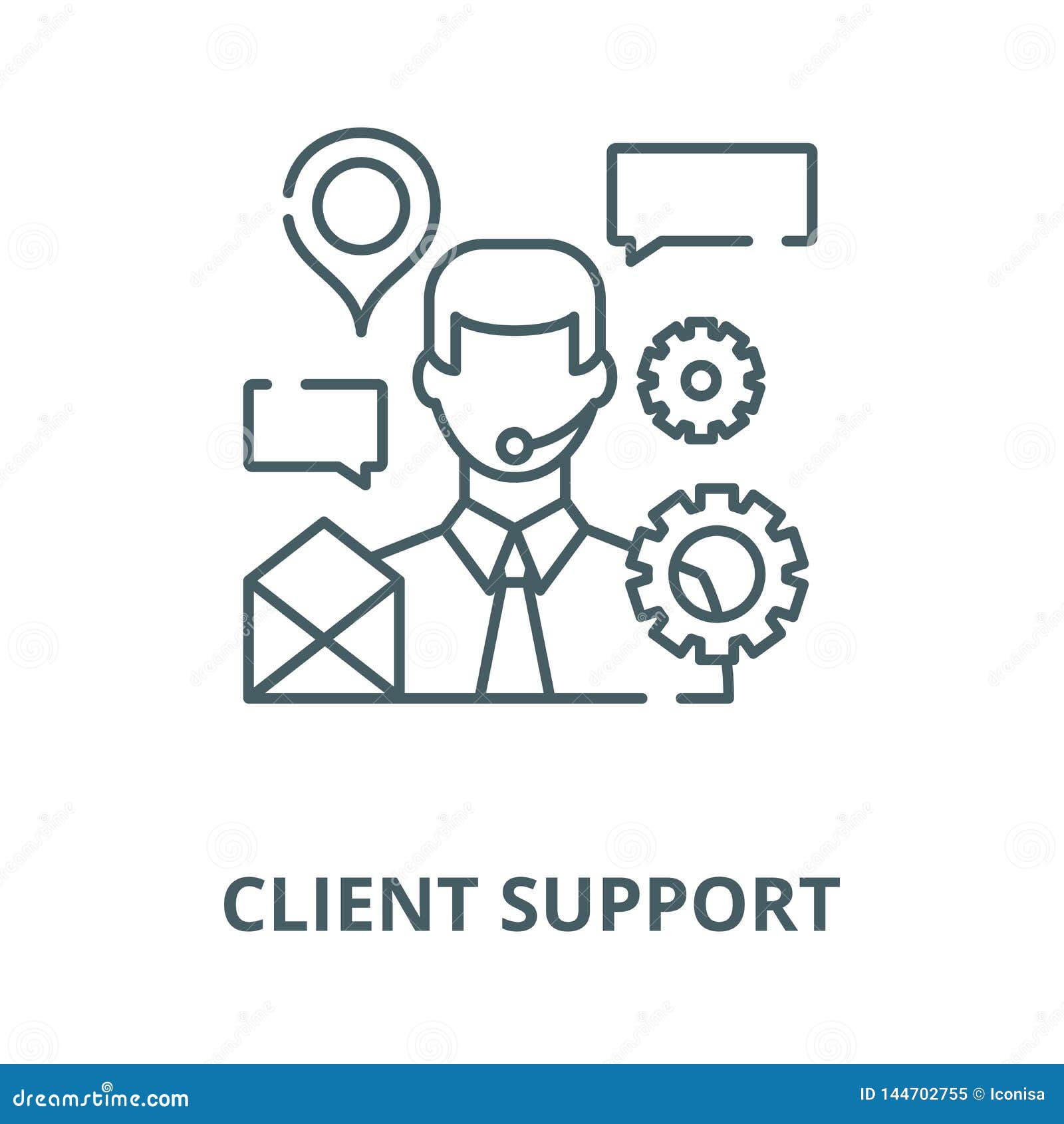 Client Support Line Icon, Vector. Client Support Outline Sign, Concept ...