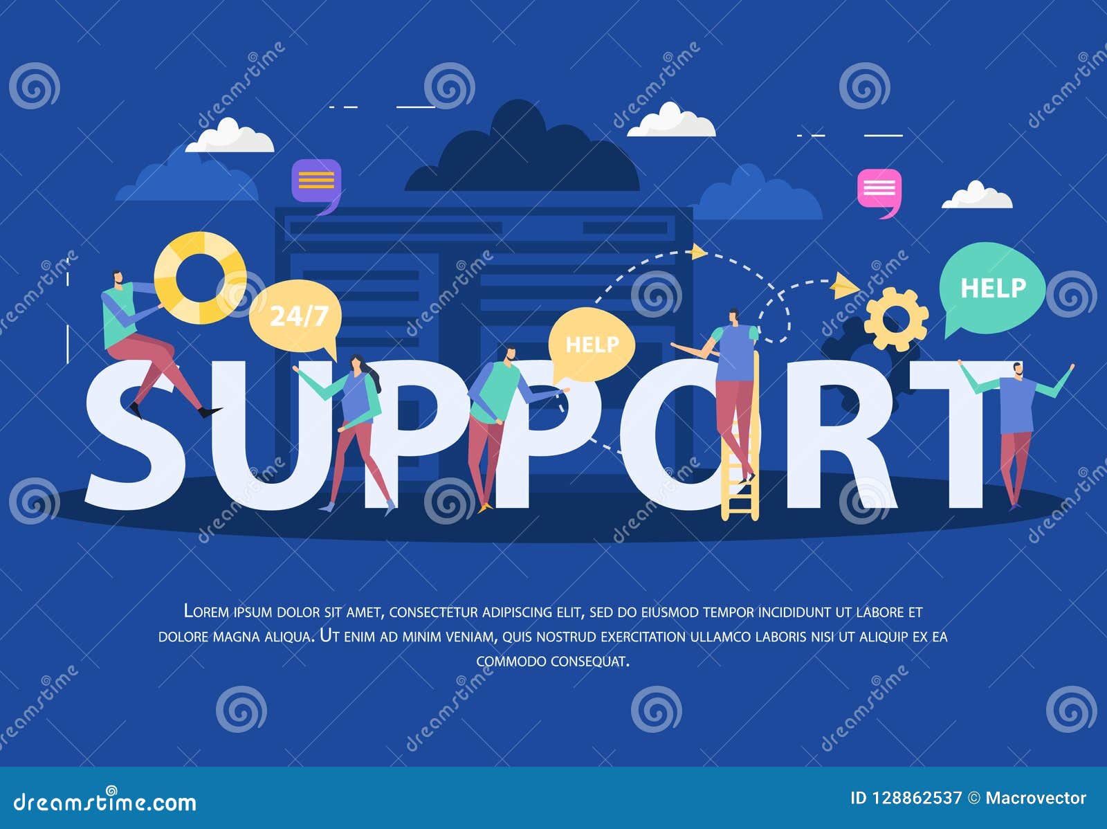 Client Support Service Flat Composition Stock Vector - Illustration of ...