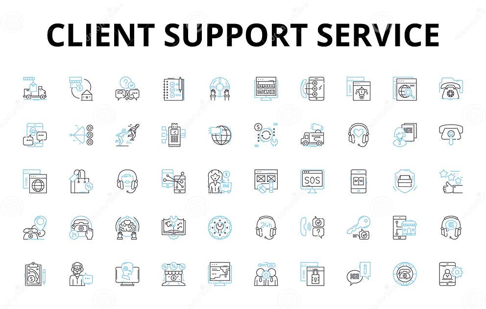 Client Support Service Linear Icons Set. Satisfaction, Assistance ...