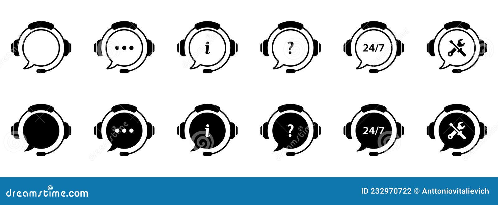 Client Support Service on White Background. Headset with Question Mark, Ellipsis Stock Vector ...