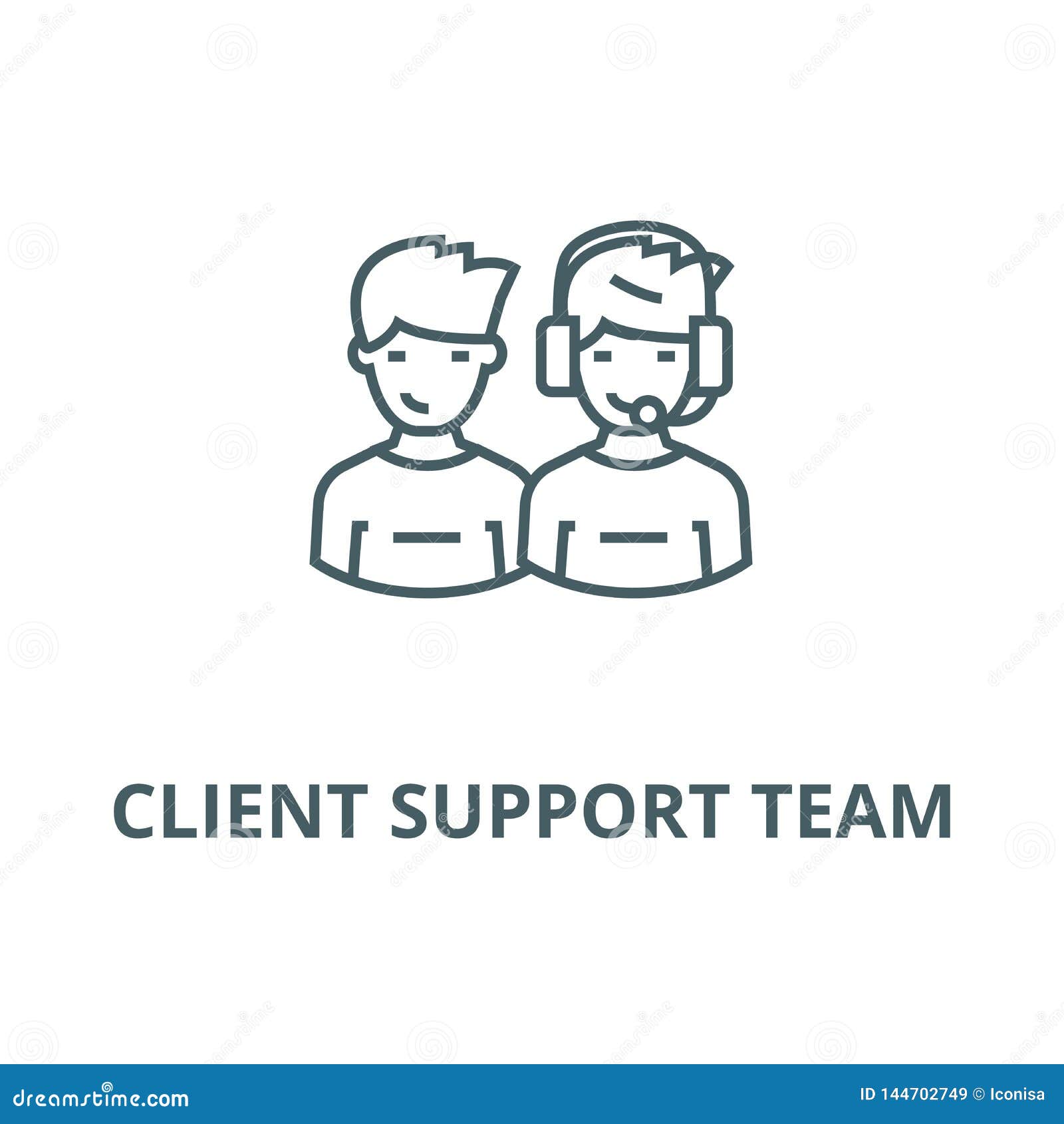 Client Support Team Line Icon, Vector. Client Support Team Outline Sign ...