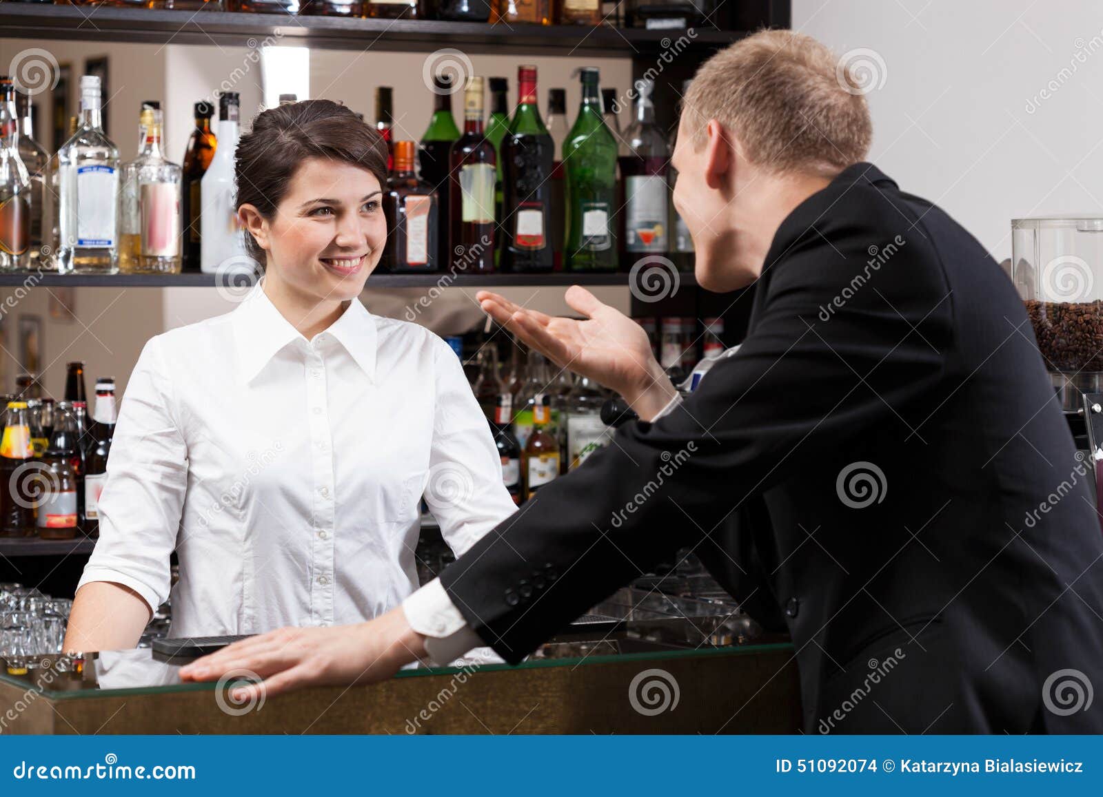 Client Talking with Girl Bar Stock Photo - Image of businesswoman, cafe ...