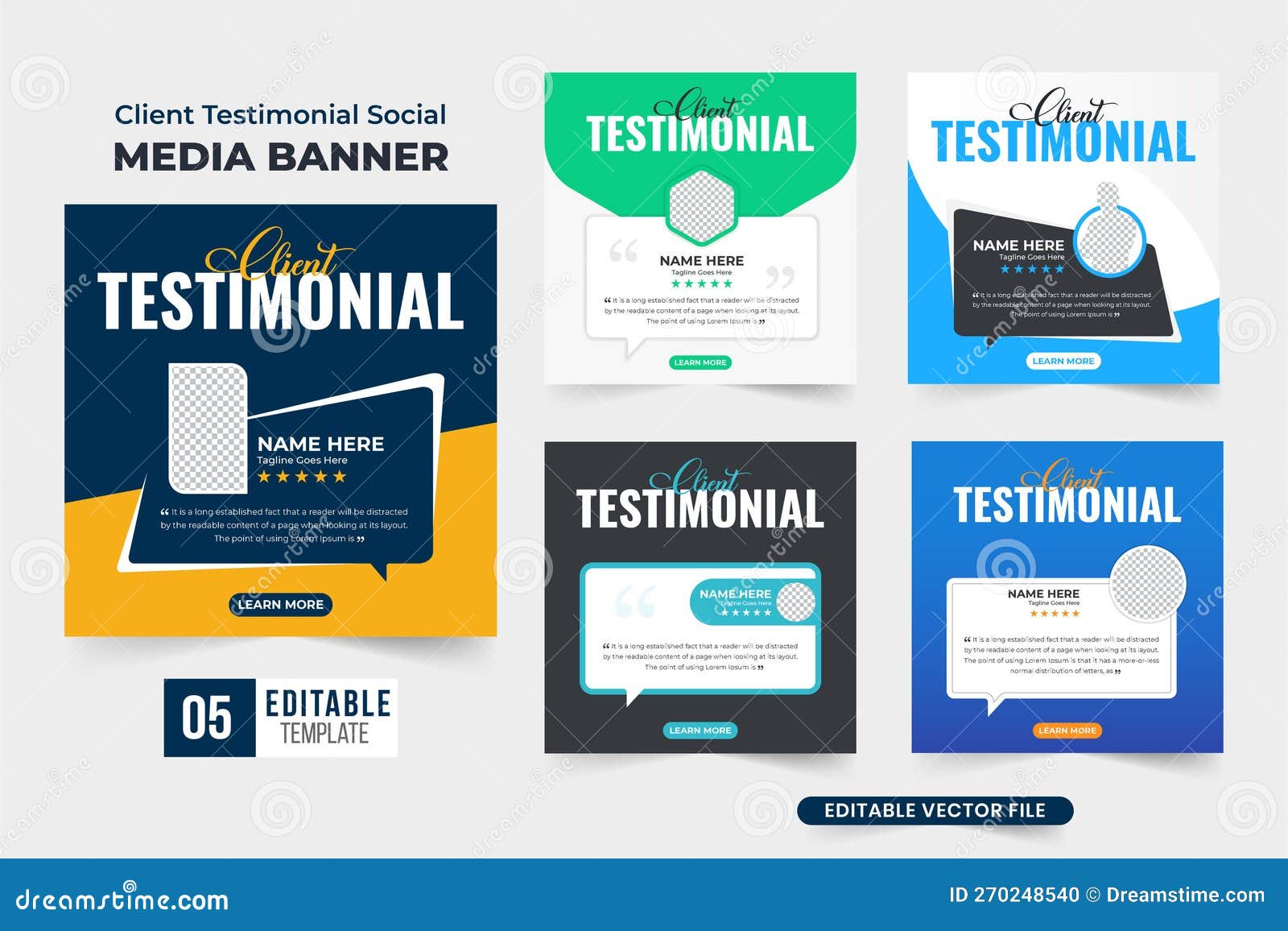 Client Testimonial and Feedback Review Template Bundle with Dark and ...