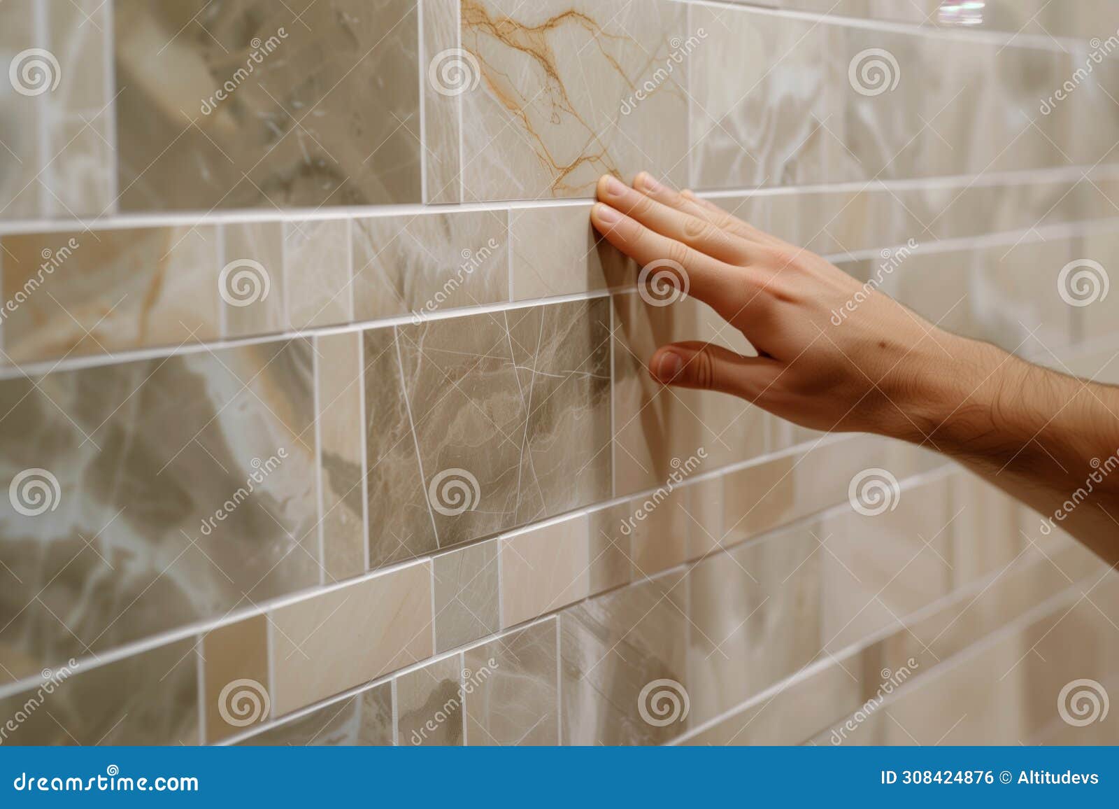 Client Touching and Feeling the Tile Surface Texture Stock Photo ...