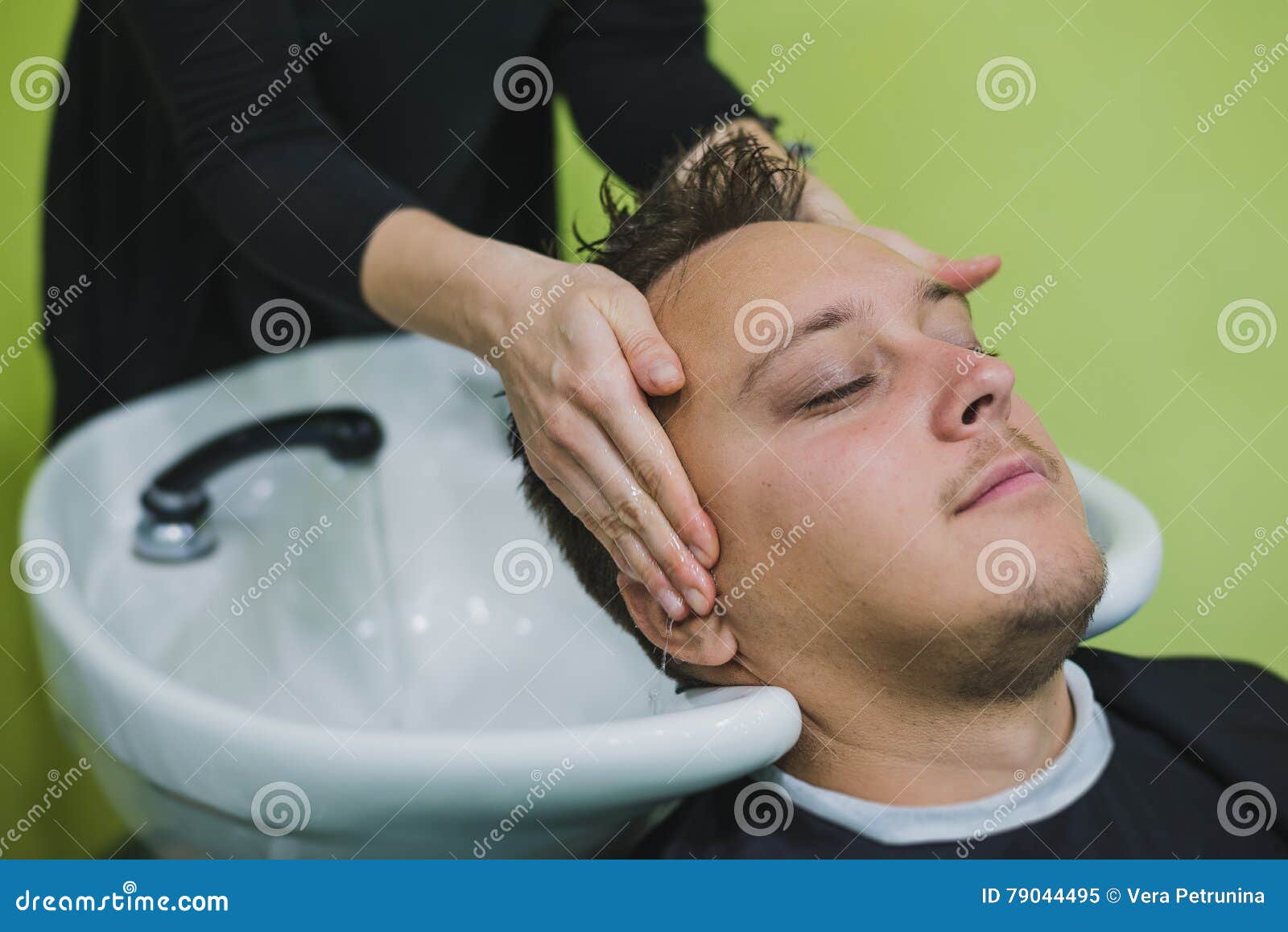 Client washing head stock image. Image of hairdresser - 79044495