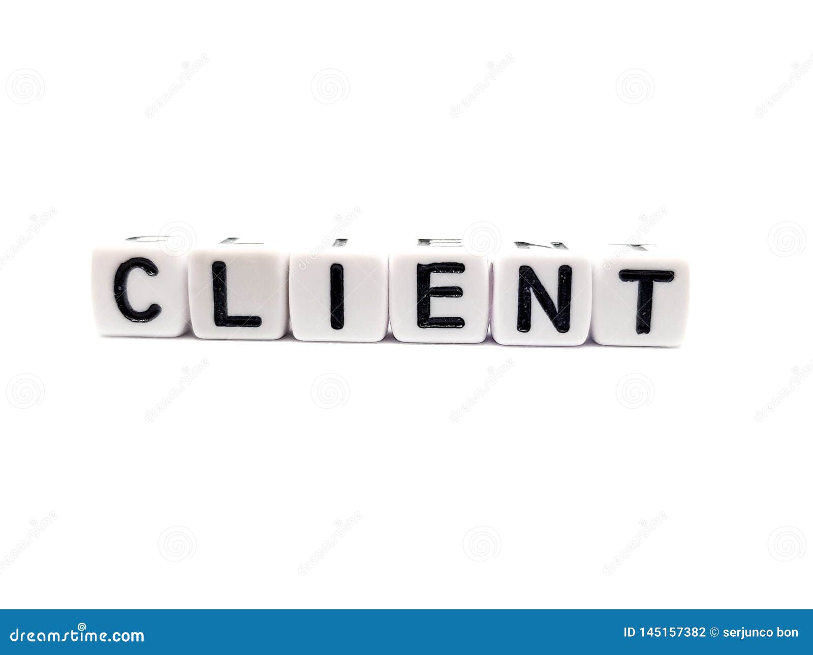 Client Word Built with White Cubes and Black Letters on White ...