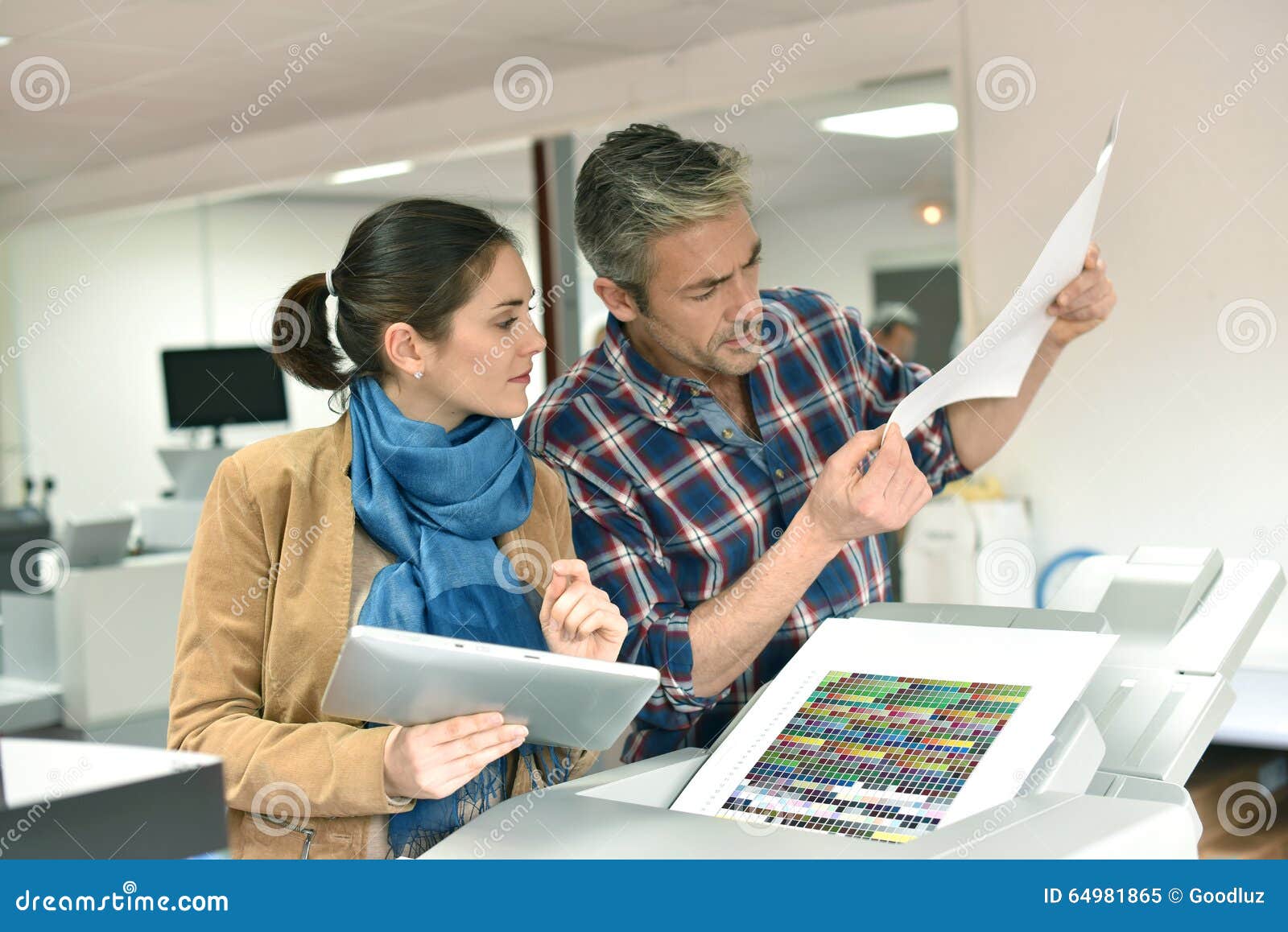 Client and Worker in Printing Industry Stock Image - Image of booklet ...