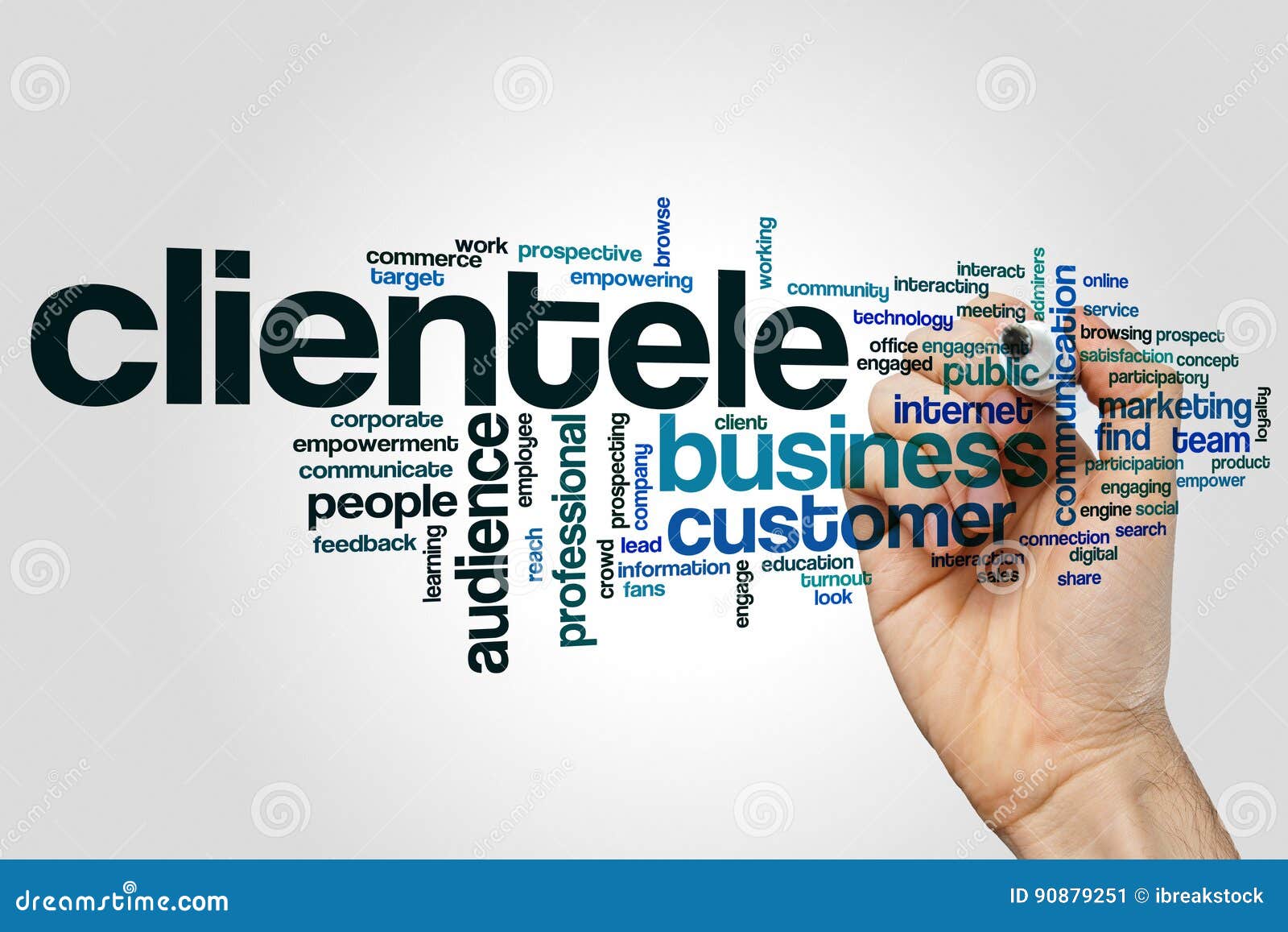 Clientele Word Cloud Concept on Grey Background Stock Image - Image of ...