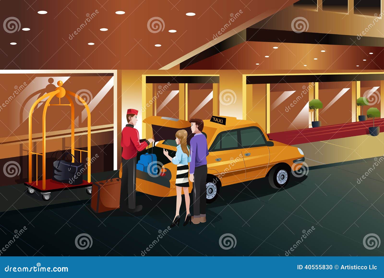 Clientes De Ayuda Del Botones Del Hotel Ilustración del Vector ...