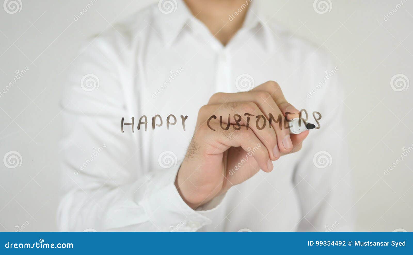 Clientes Felices, Escritos En El Vidrio Foto de archivo - Imagen de ...