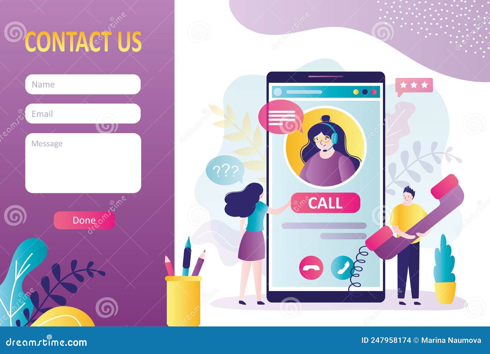 Clients Call Support Service. Customers Communicate with Operator on ...