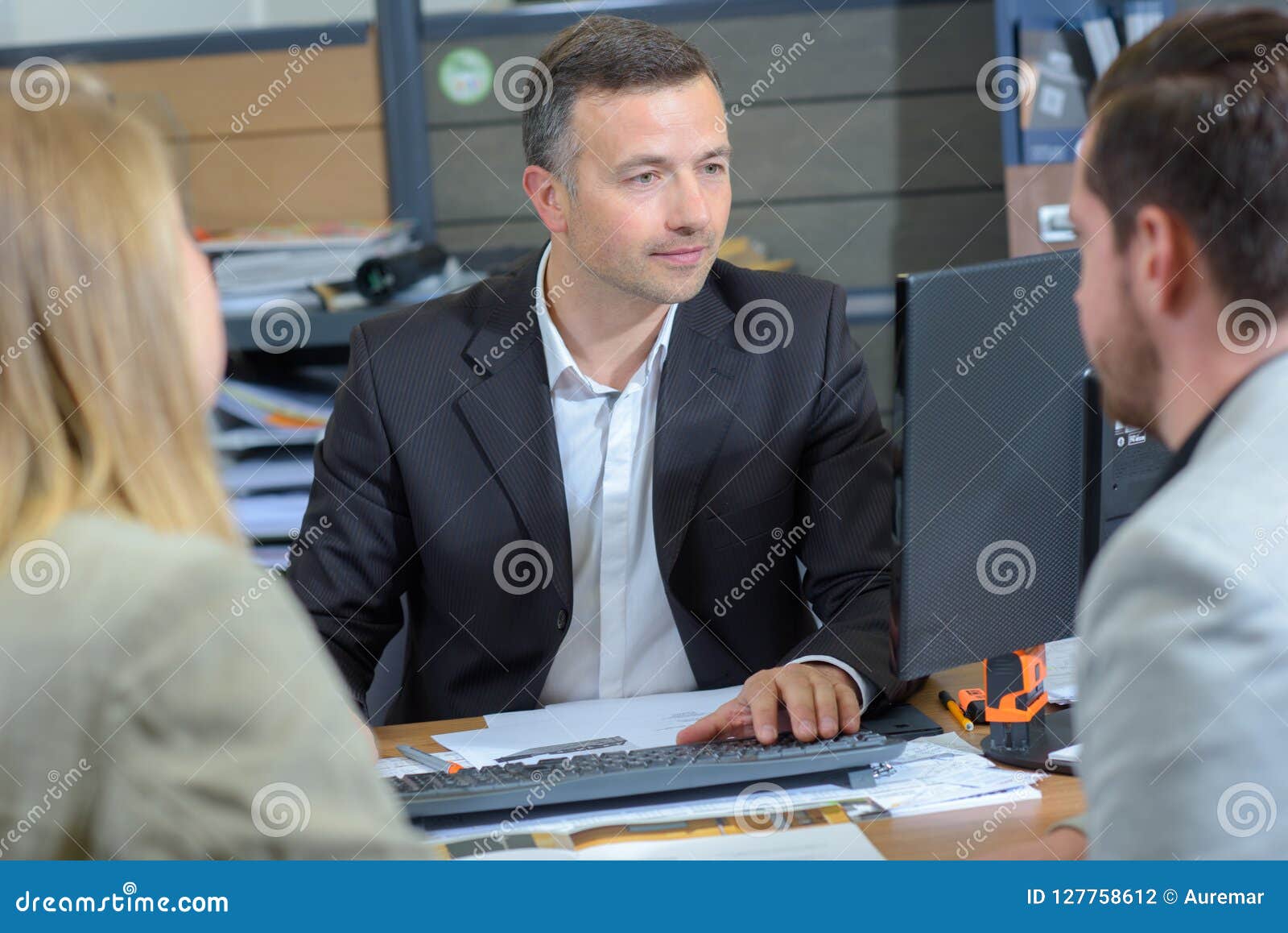 Clients with a consultant stock photo. Image of finance - 127758612