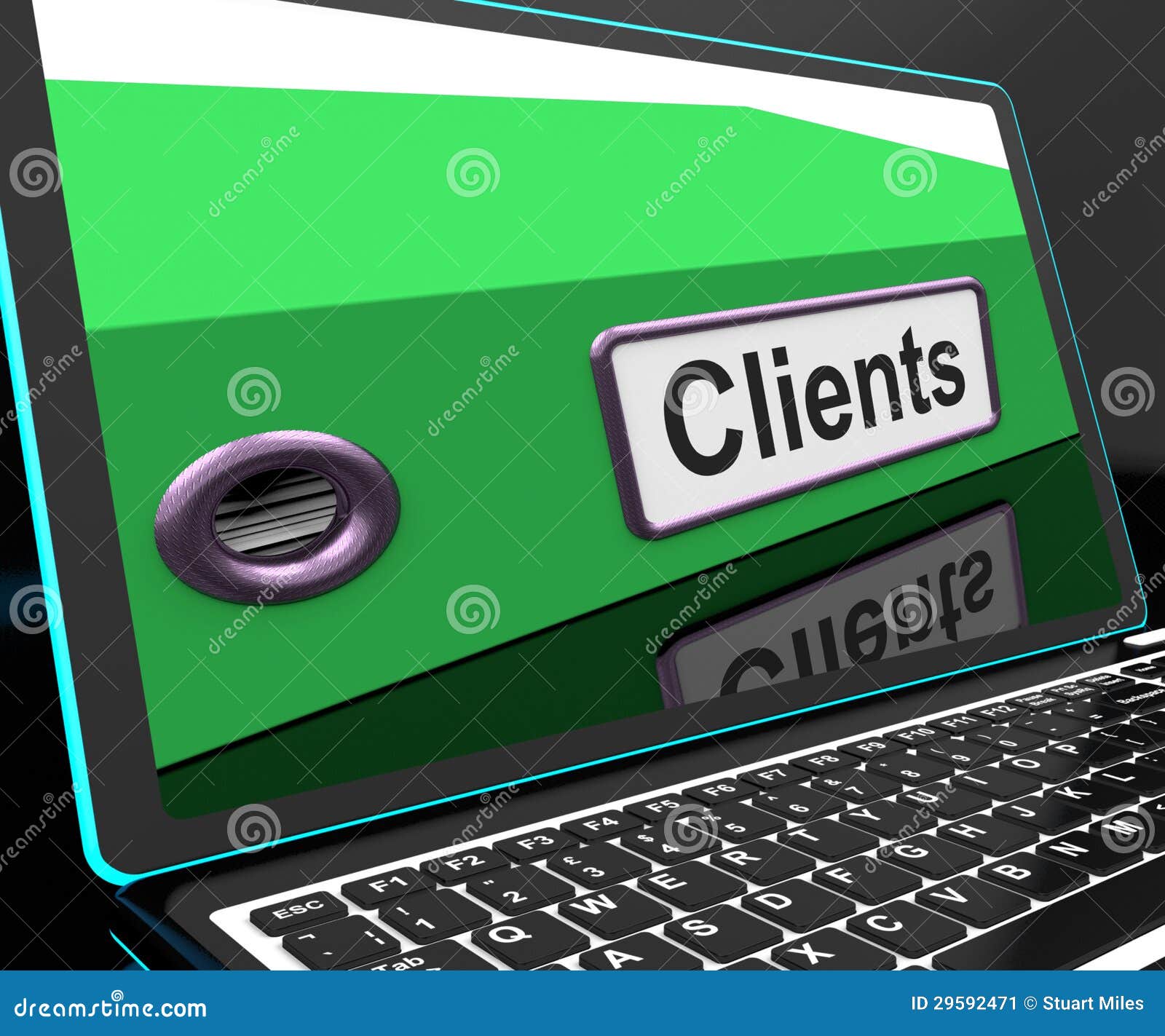 Clients File on Laptop Shows Customers Records Stock Illustration ... Clients File on Laptop Shows Customers Records Stock Illustration ...