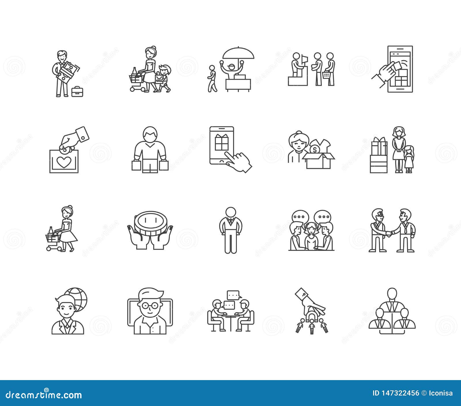 Clients Line Icons Collection. Customers, Patrons, Buyers, Consumers ...