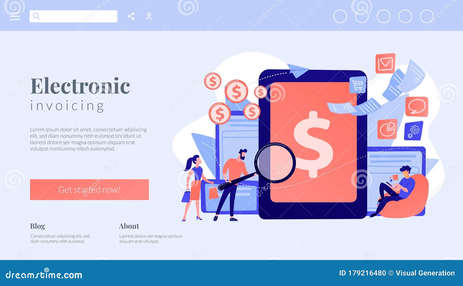 E-invoicing Concept Landing Page. Stock Vector - Illustration of ...