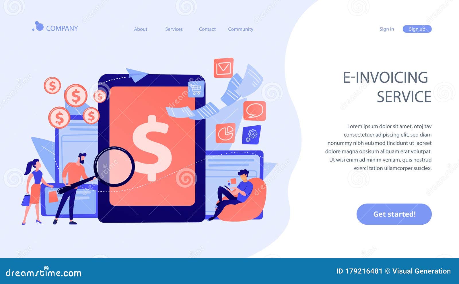 E-invoicing Concept Landing Page. Stock Vector - Illustration of design ...