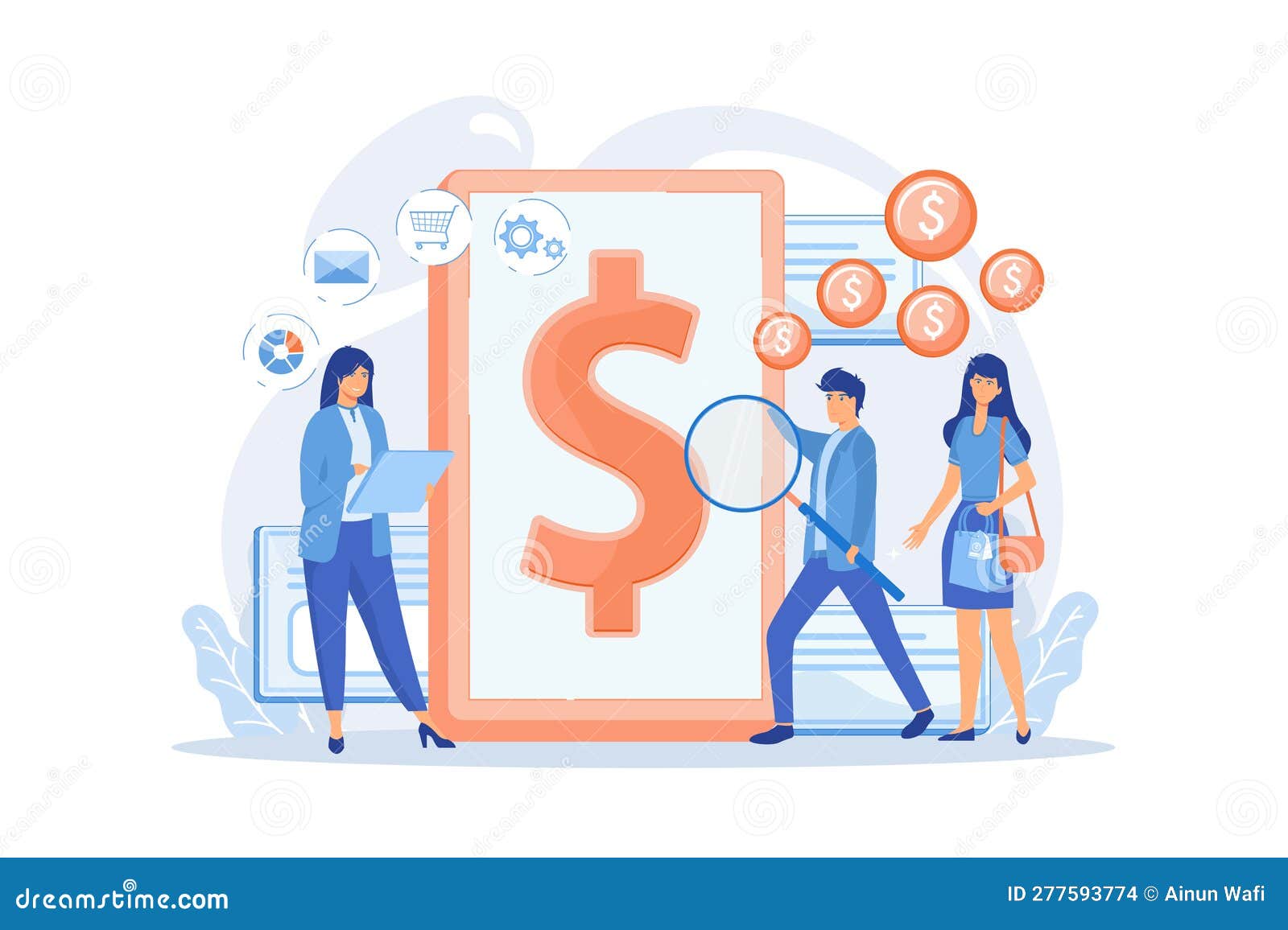 Electronic Invoicing Process And Digital Billing System Cartoon Vector ...