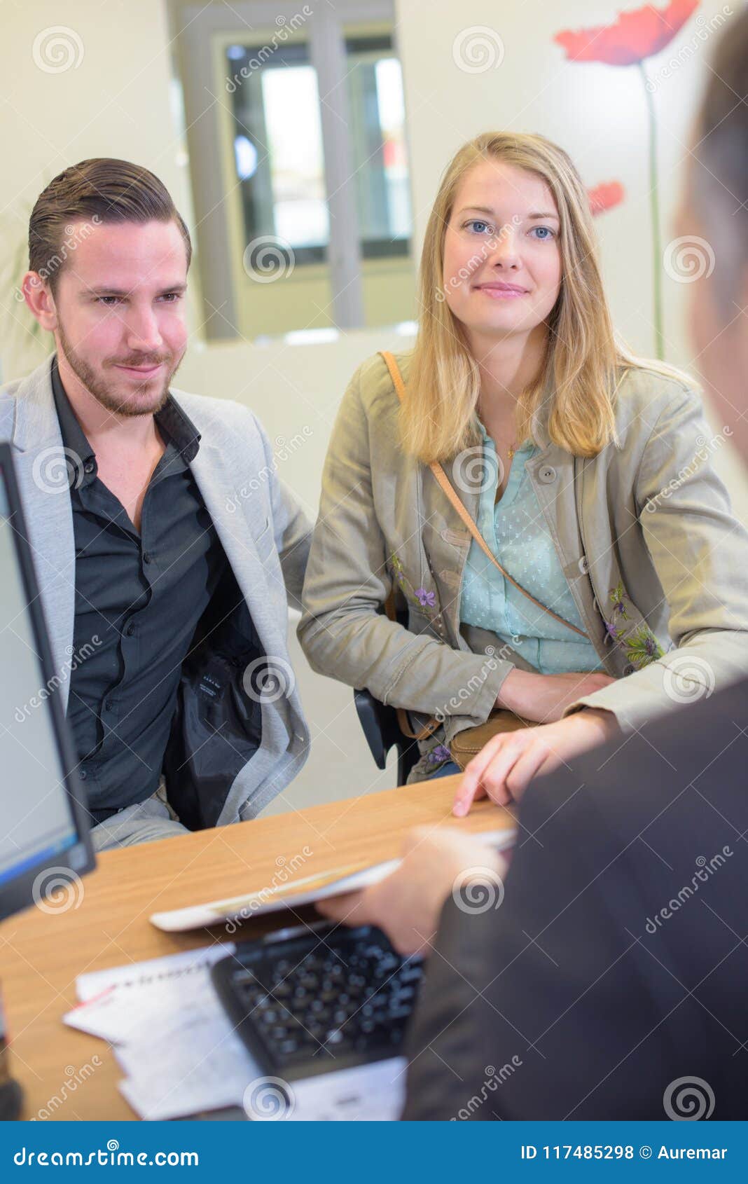 Clients in the office stock photo. Image of blond, gain - 117485298