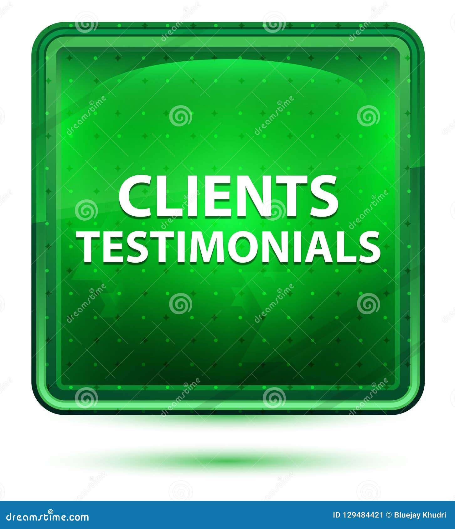 Clients Testimonials Neon Light Green Square Button Stock Illustration ...