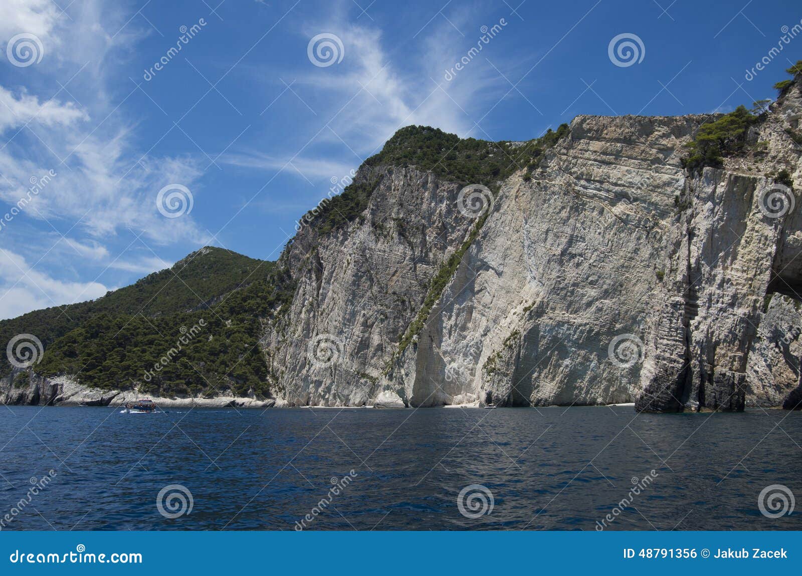 Cliff above sea stock photo. Image of blue, trees, cliff - 48791356