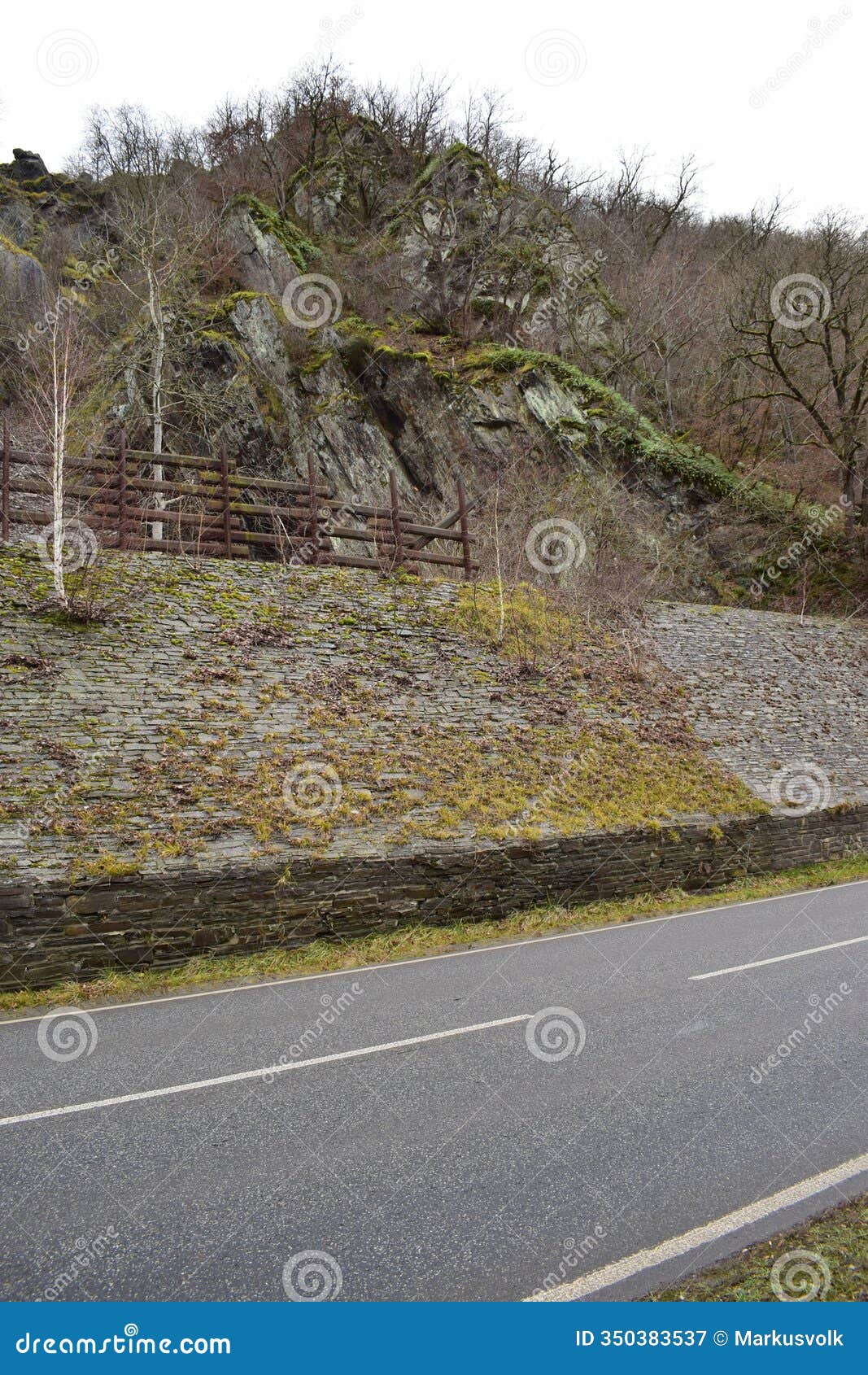 Crumbling cliff in winter stock image. Image of barriers - 350383537