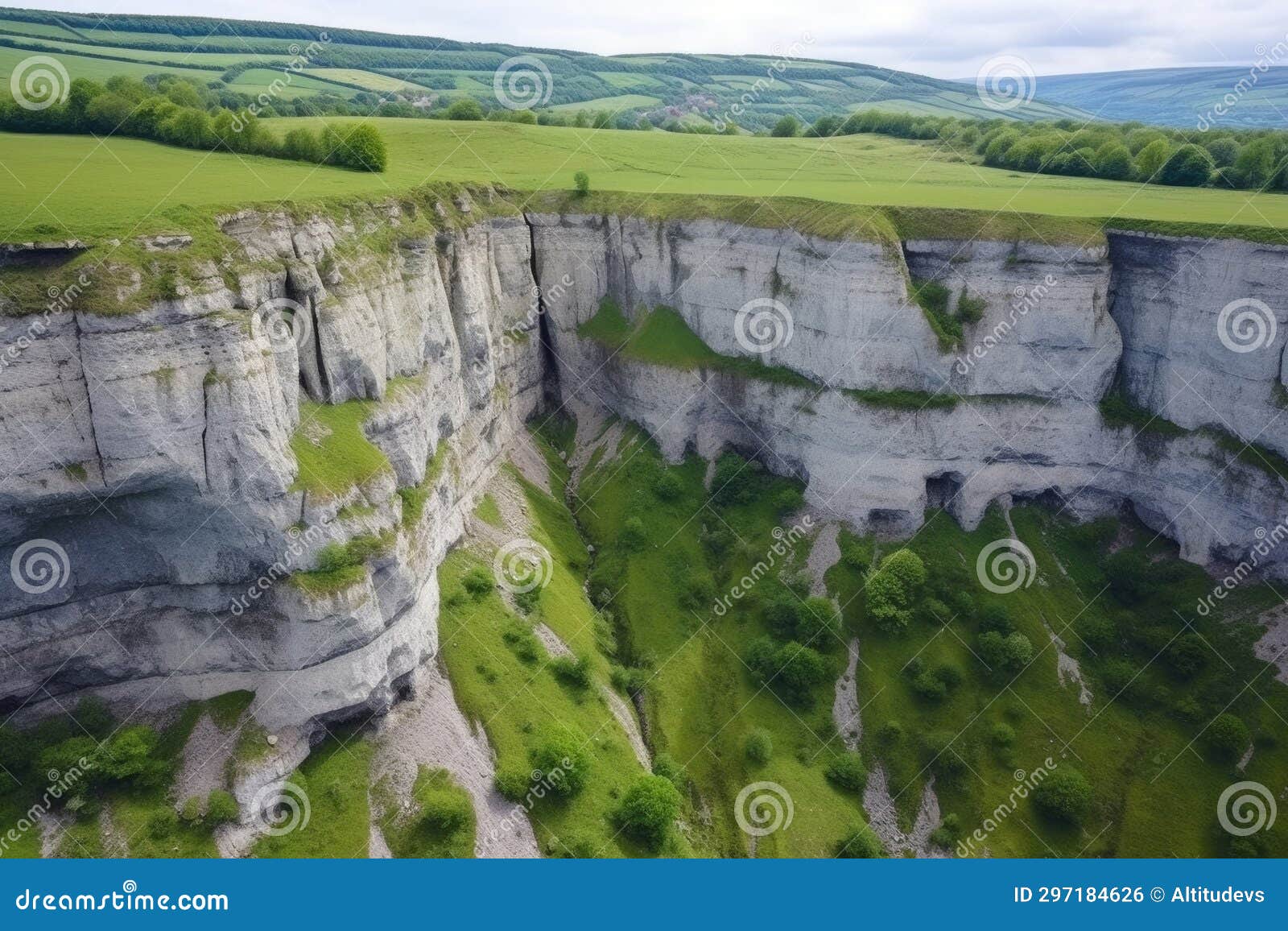 Cliff Caves Seen from a Drones Perspective Stock Illustration ...