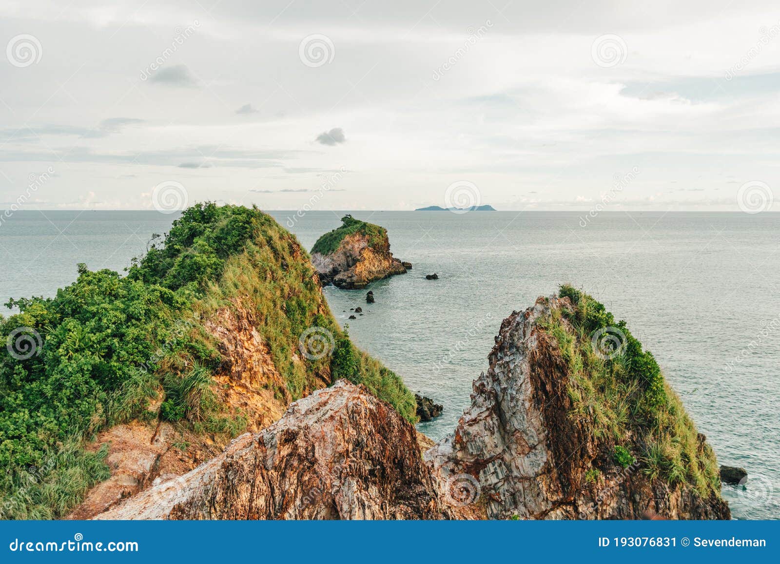 Cliff and Coast with Calm Sea and Cloudy Sky. Stock Image - Image of ...