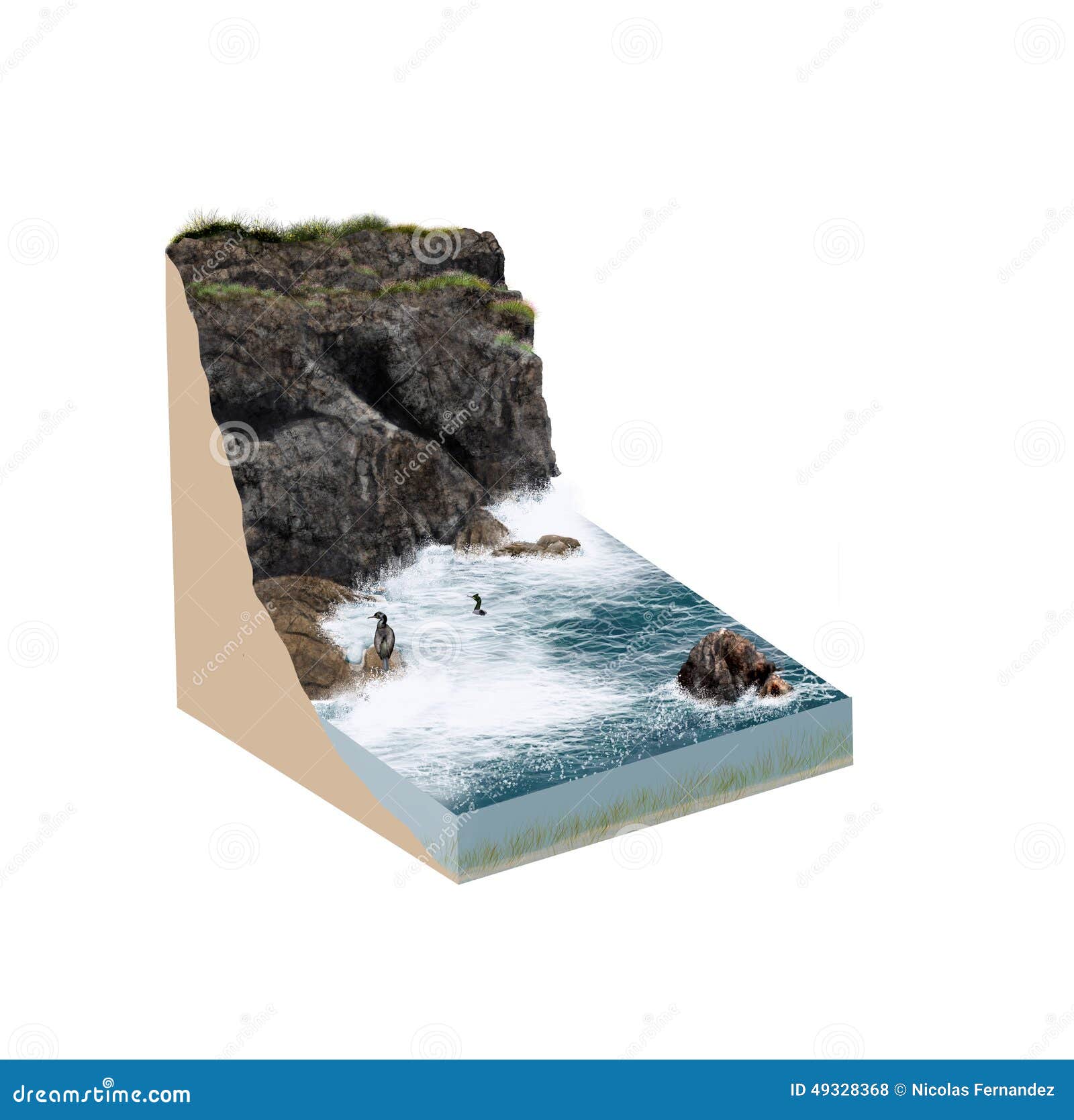 Cliff digital illustration stock illustration. Illustration of water ...