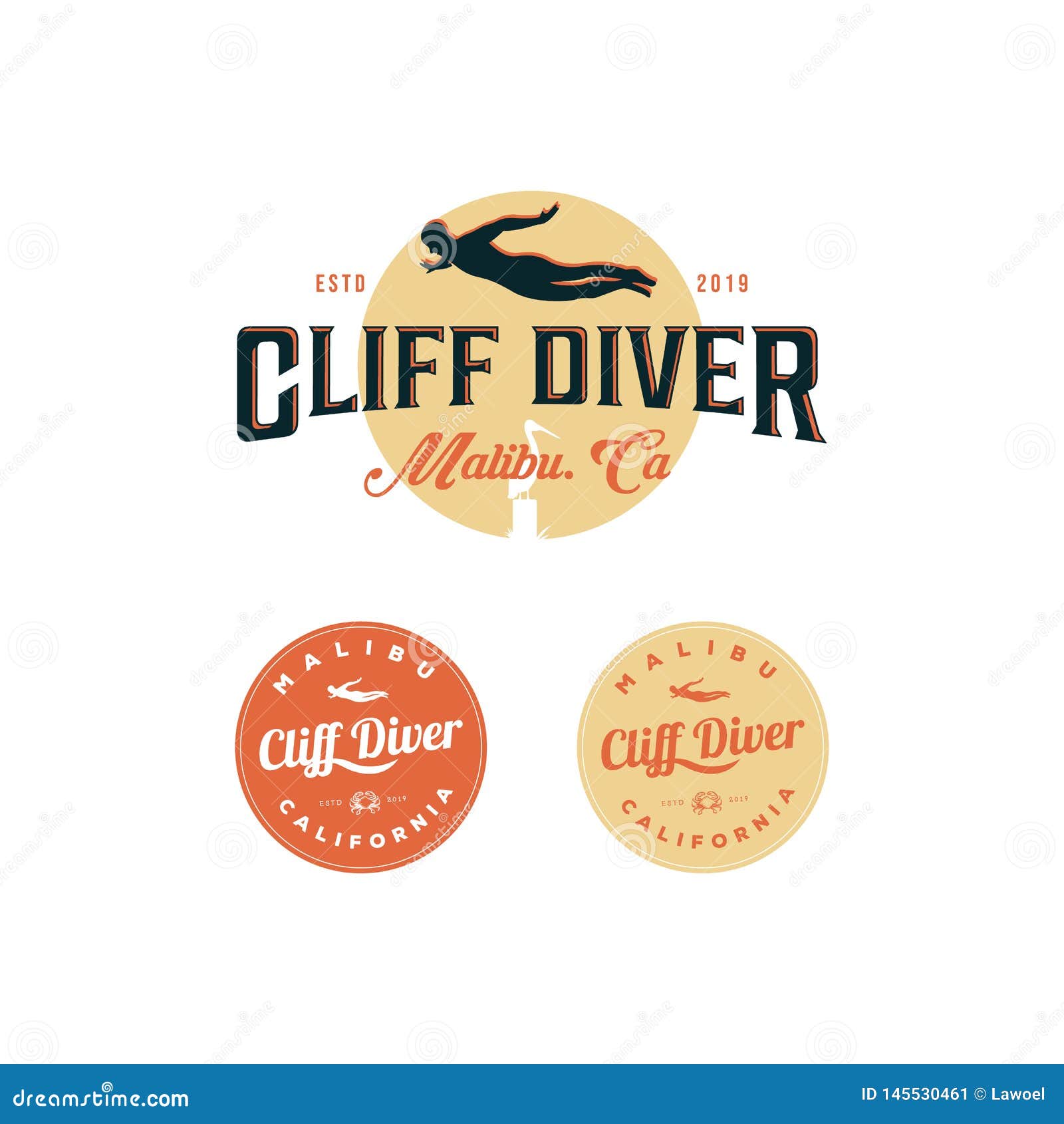 Cliff Diving Sport Emblems, Labels And Design Elements. Diving Sport ...