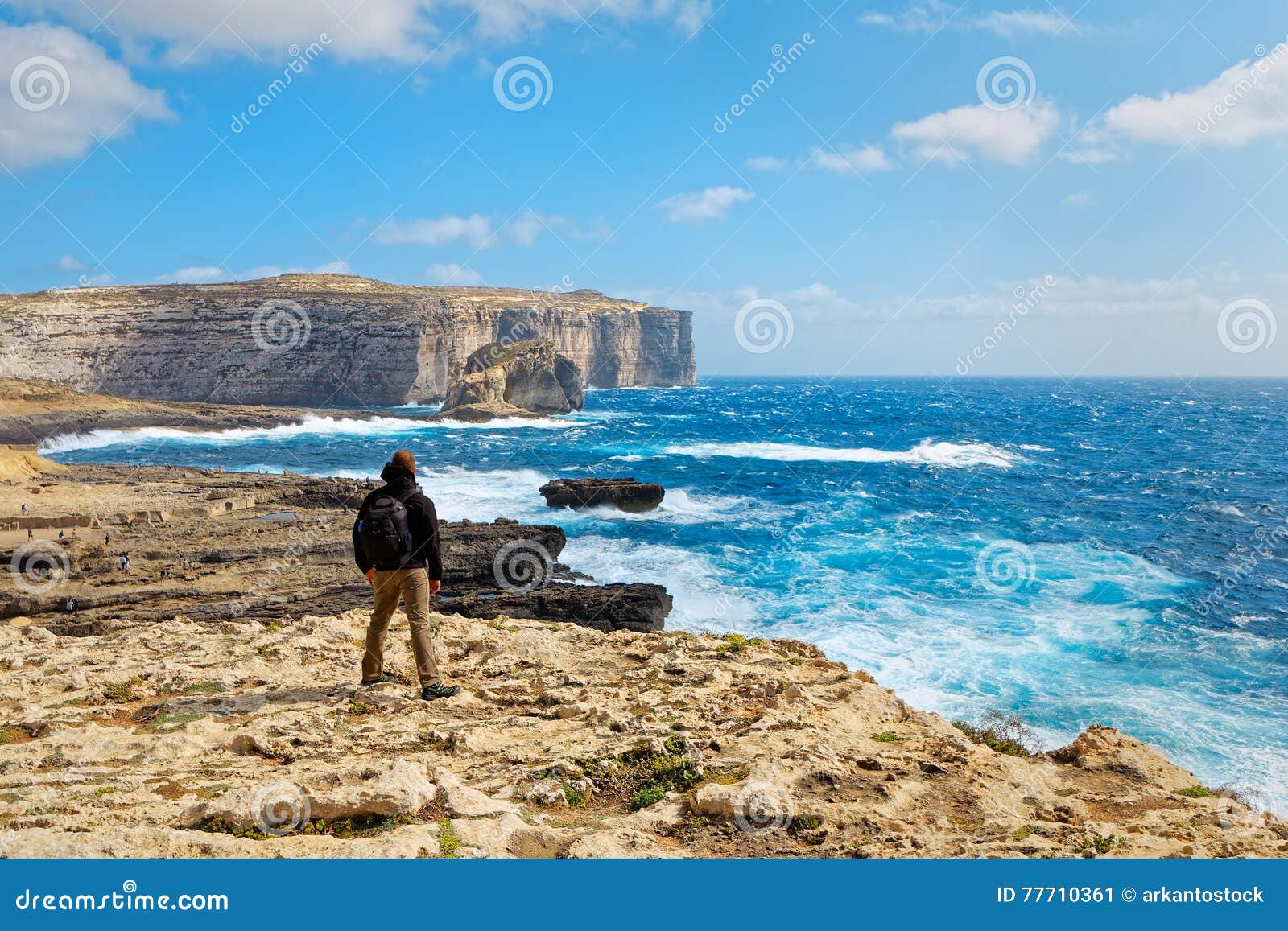 On the Cliff of Dwejra Bay in Gozo, Malta Editorial Photo - Image of ...
