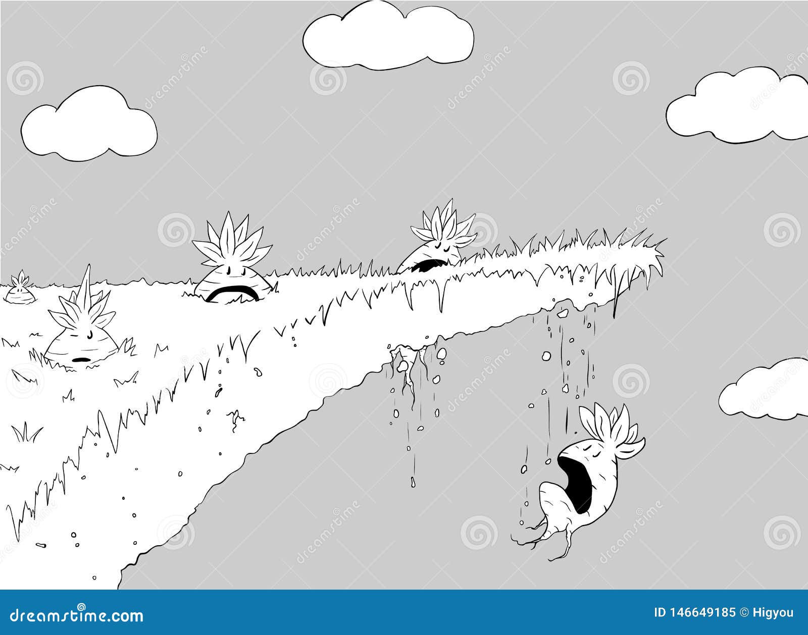 Cliff Edge Drop, Root Vegetable Cartoon Stock Vector - Illustration of ...