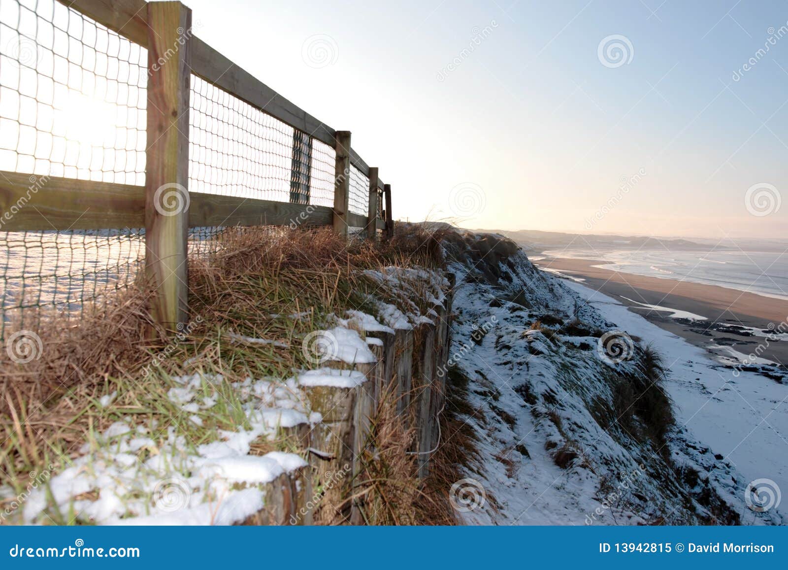 Cliff Edge Fence Over Beach Stock Image - Image of pretty, season: 13942815