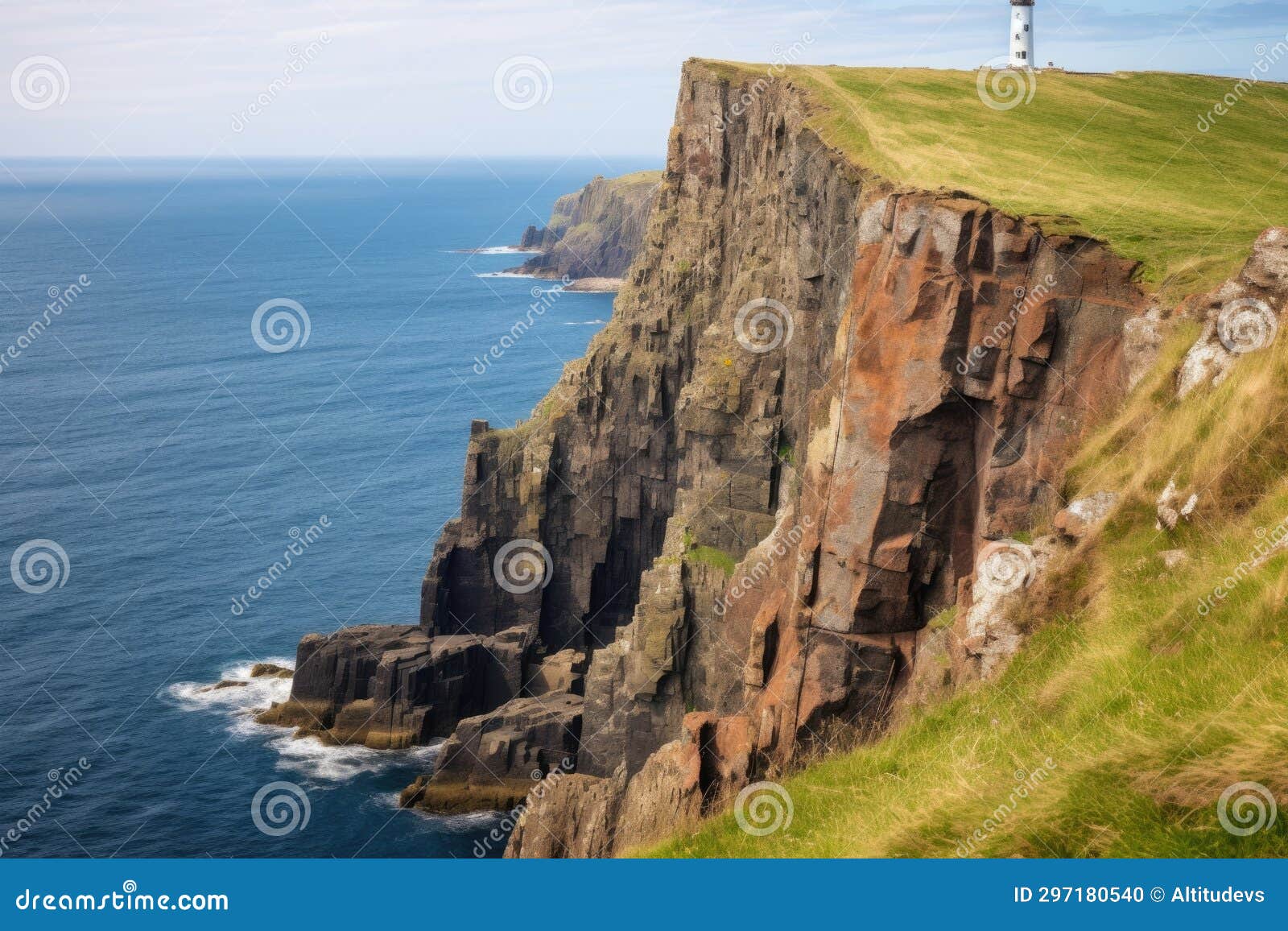 Cliff Edge with a Lighthouse in the Background Stock Photo - Image of ...