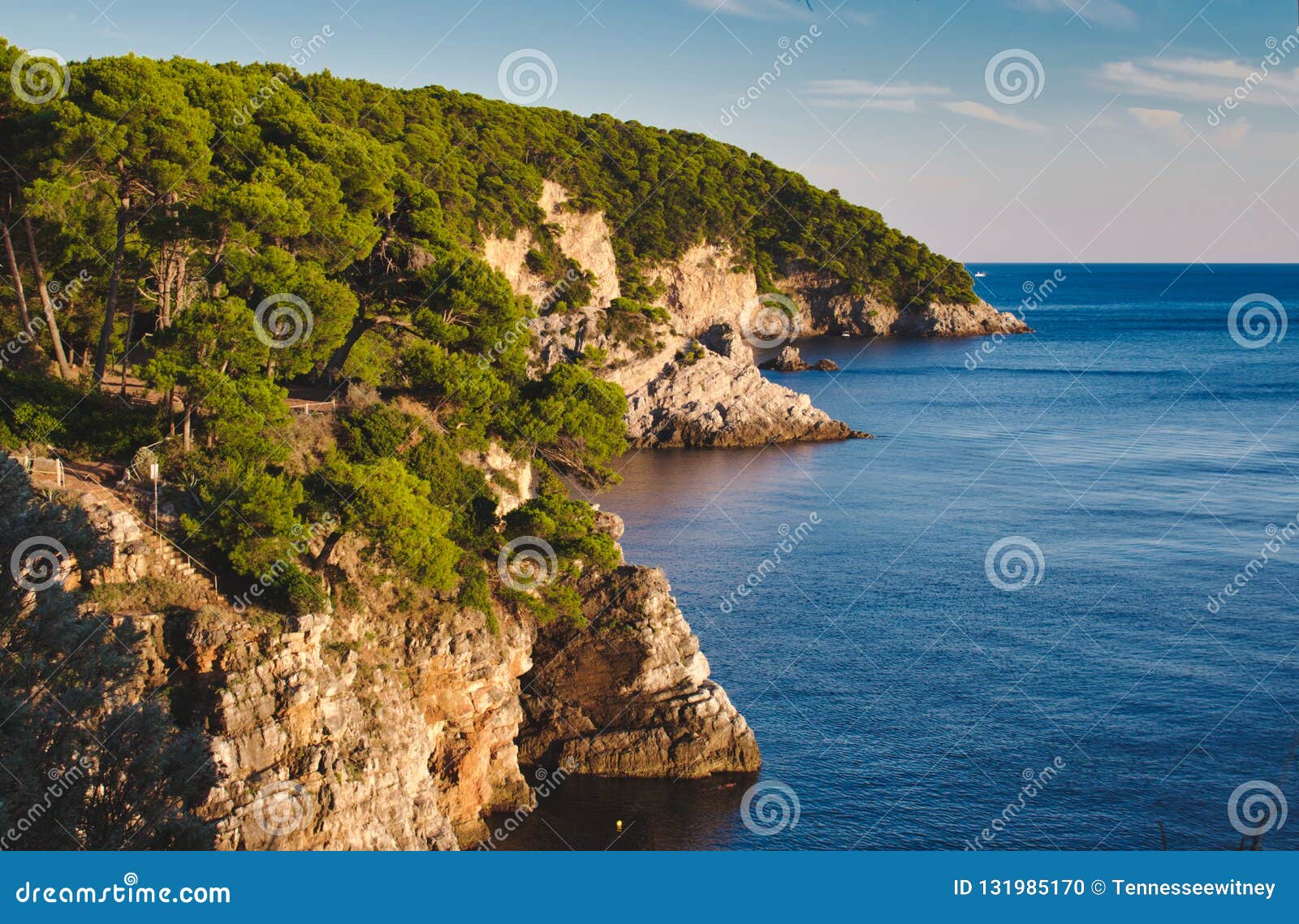 Cliff Face with Forest Trees on a Mediterranean Island Stock Photo ...
