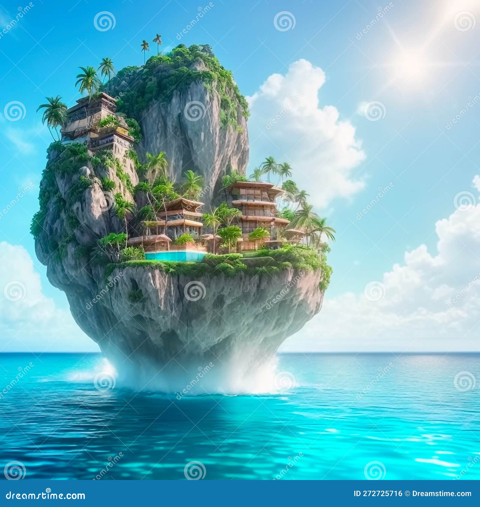 Cliff-Hanging Floating Island Featuring An Infinity Swimming Pool ...