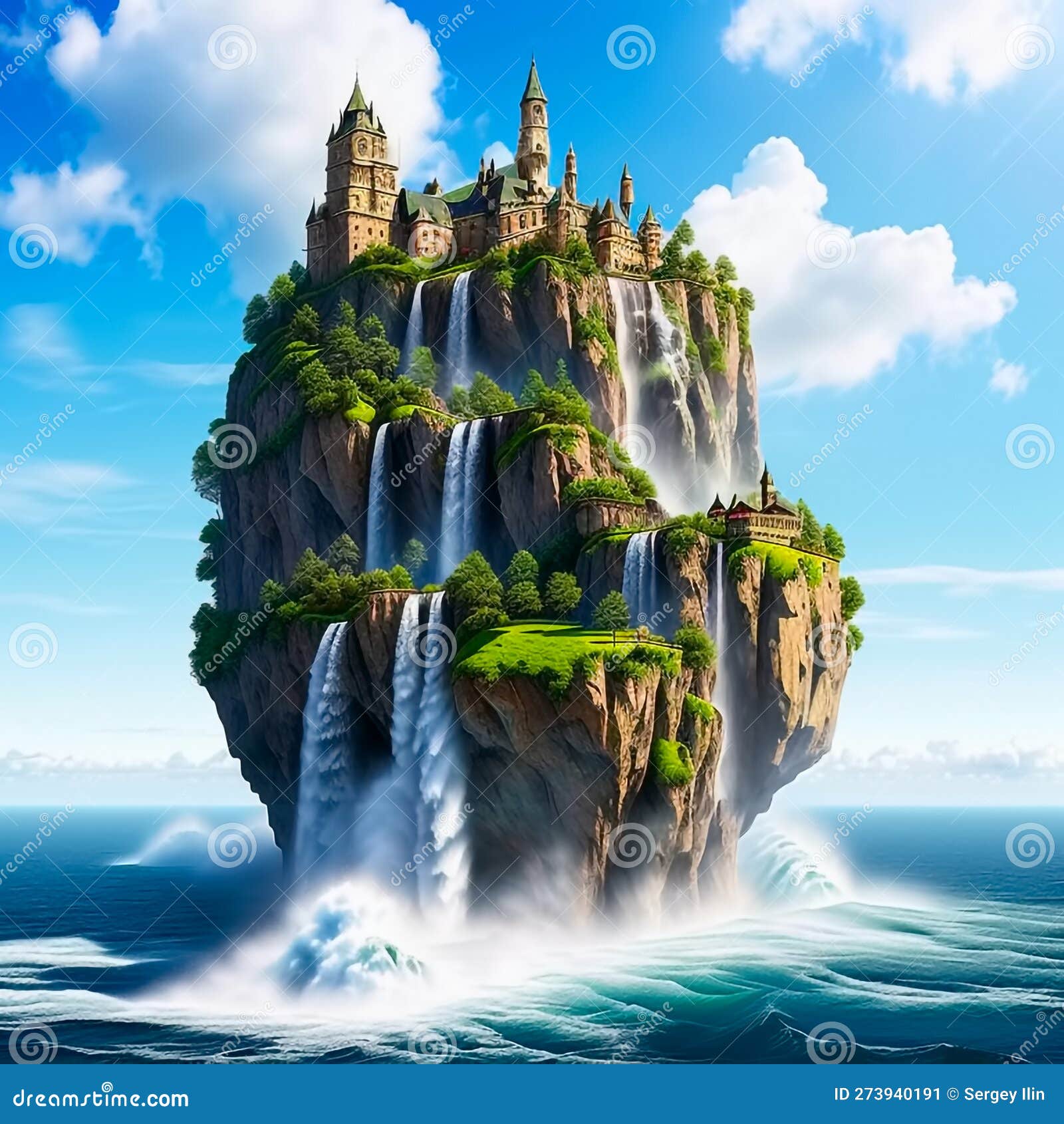 Cliff Hanging Floating Island. Generative AI Stock Image - Image of ...